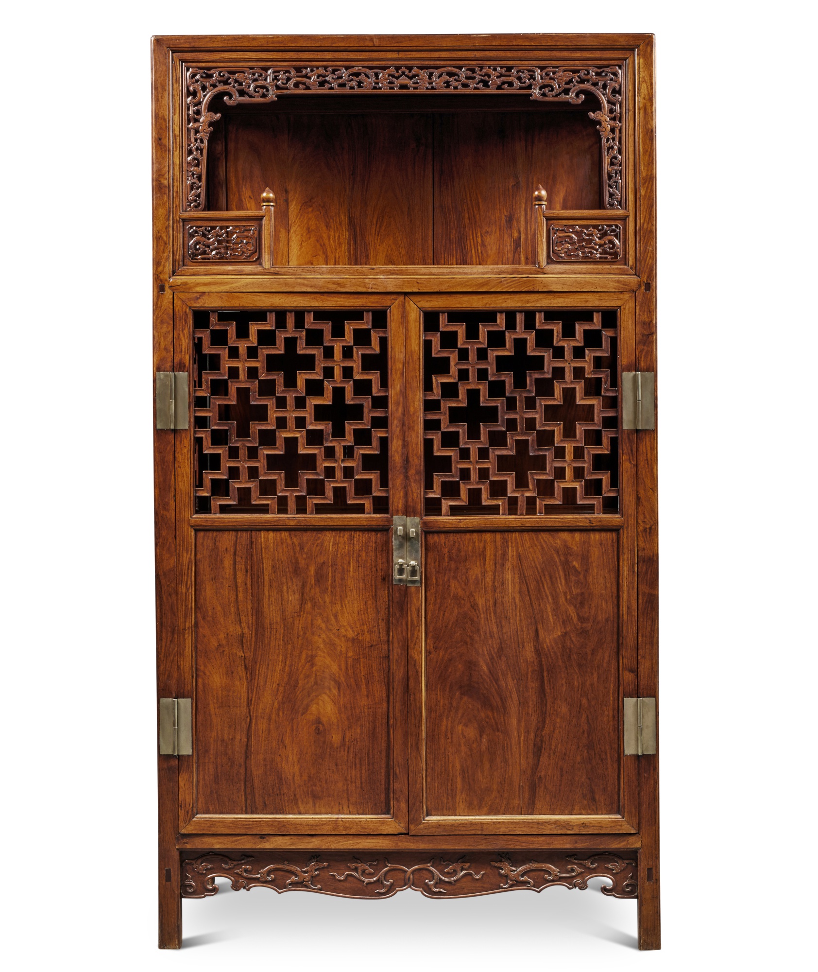 A rare 'huanghuali' square-corner display cabinet (Lianggegui), Qing ...