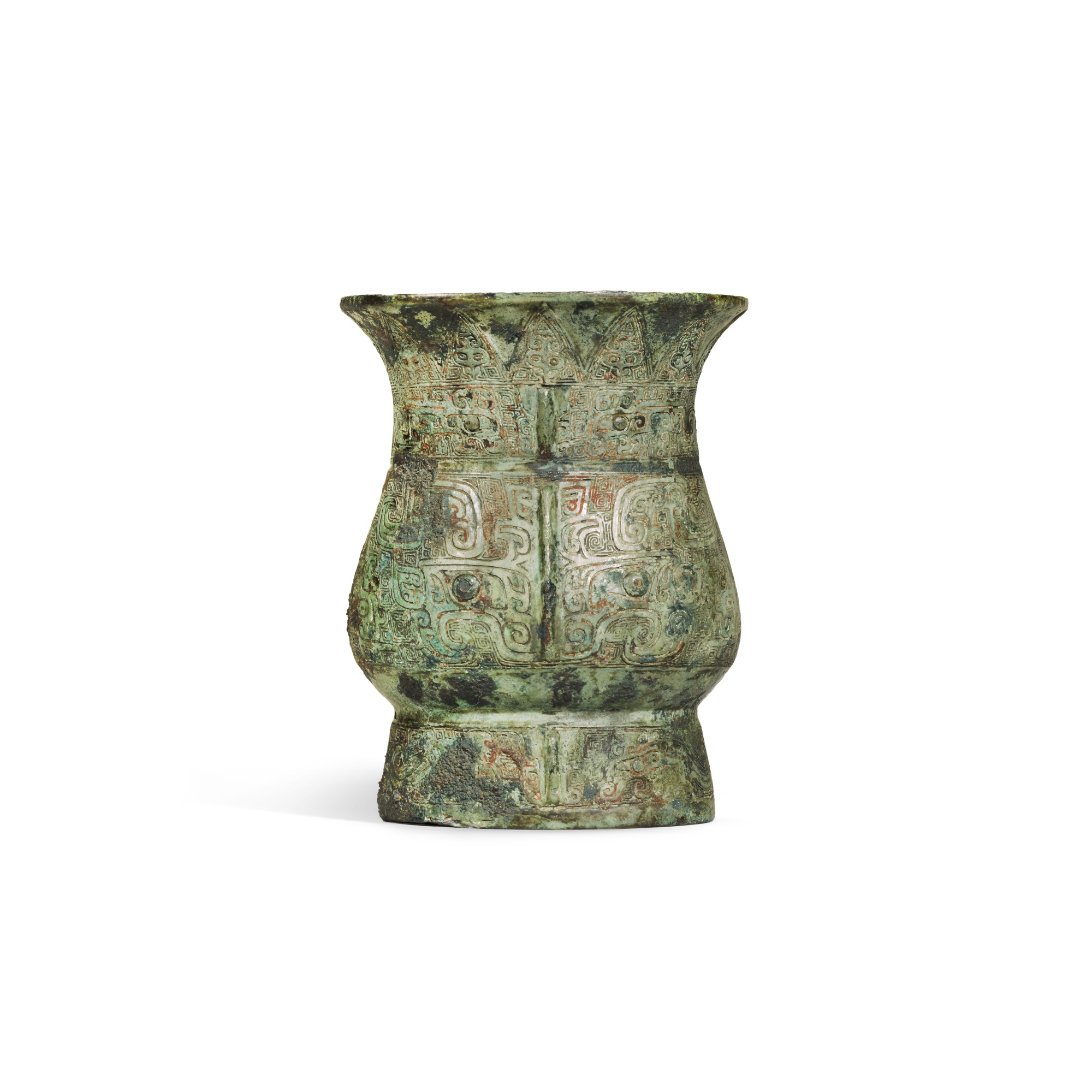 A small archaic bronze ritual wine vessel, zhi, Late Shang/early ...