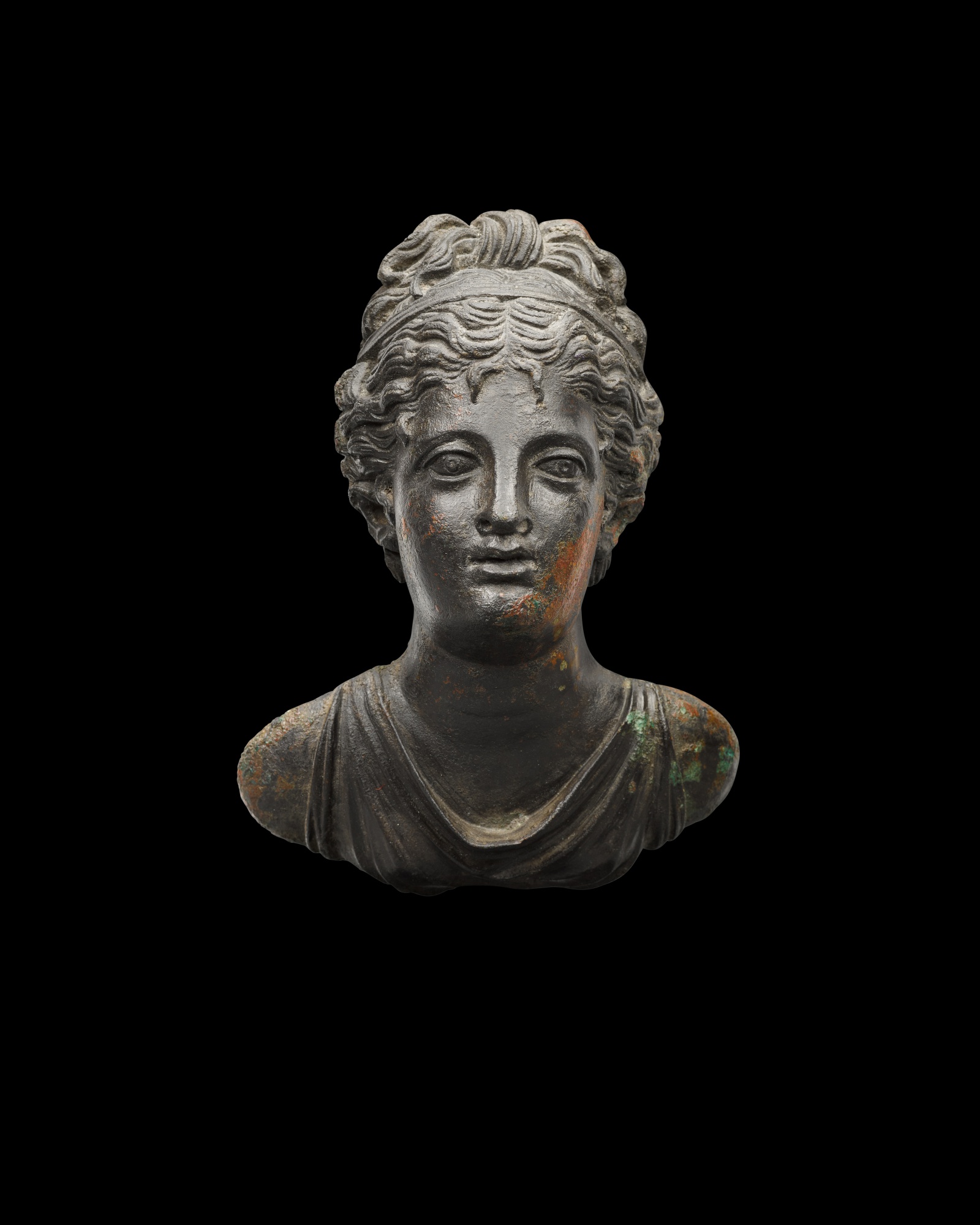 A Roman Bronze Applique Bust of a Goddess, circa mid 2nd Century A.D ...