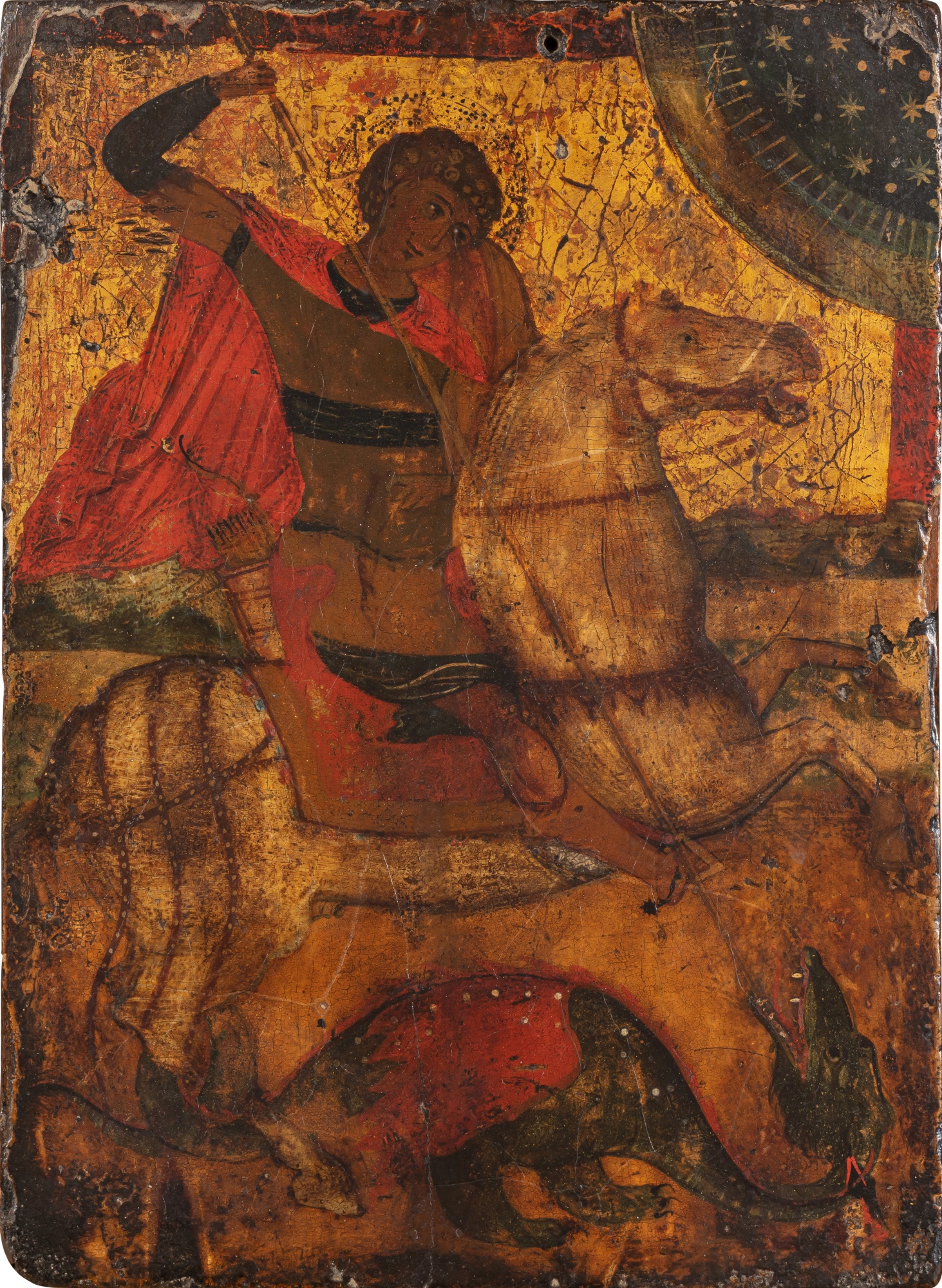 An icon of St George slaying the dragon, Veneto-Cretan, circa 1600 ...