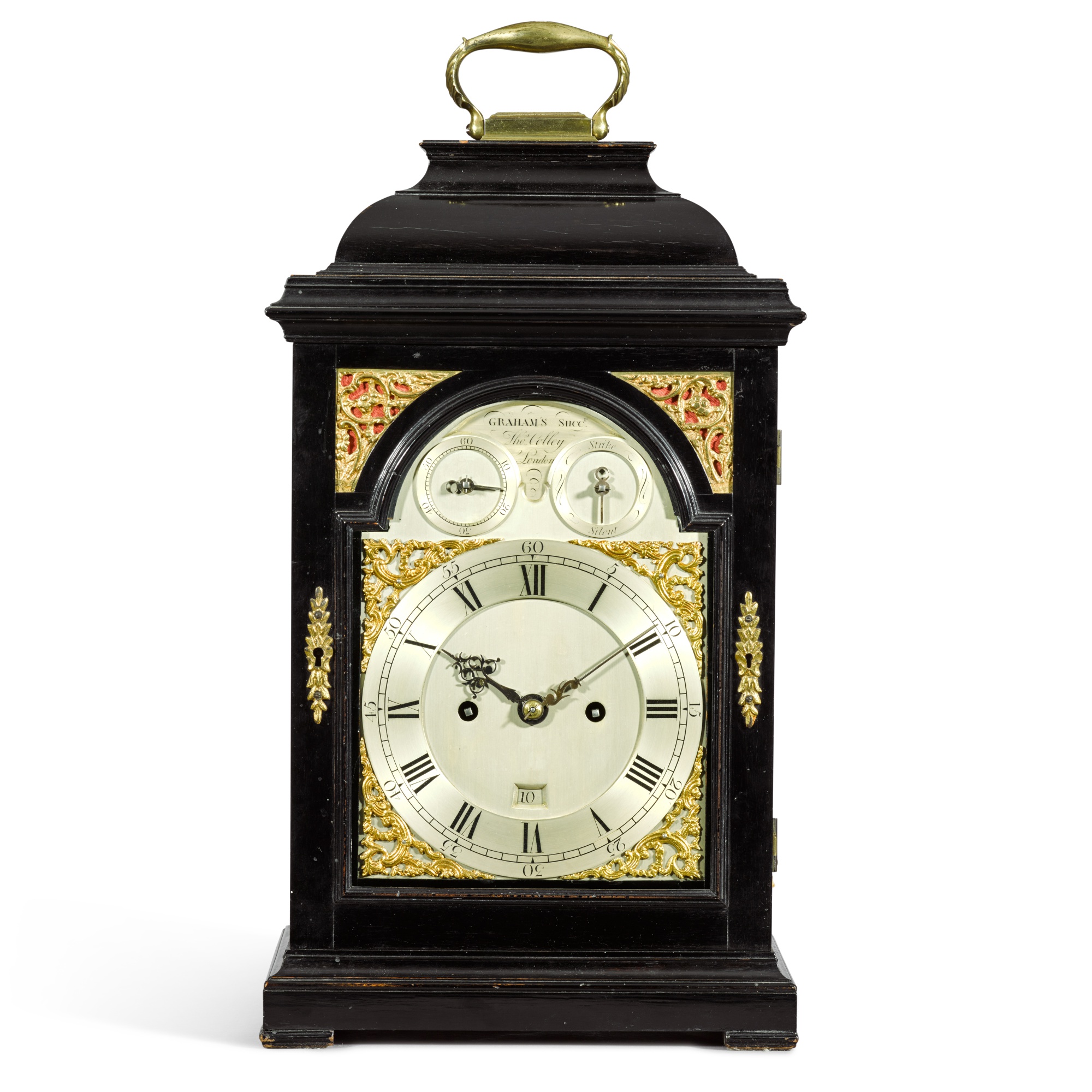 A George III quarter repeating ebony table clock, Thomas Colley, London ...