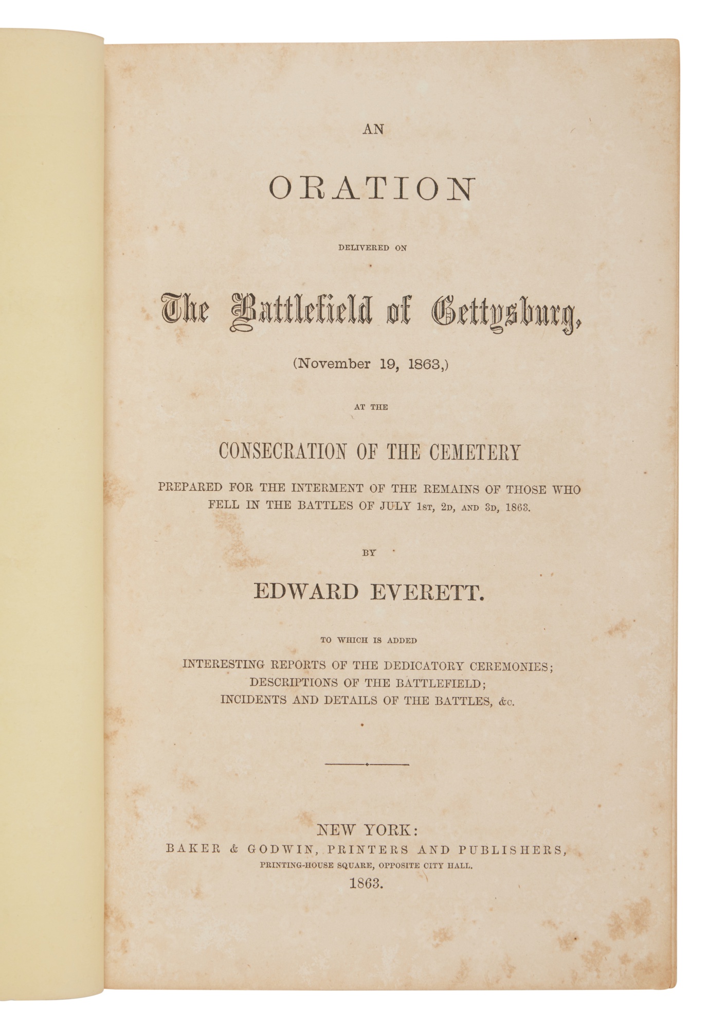 Lincoln, Abraham, and Edward Everett | The earliest publication of the ...