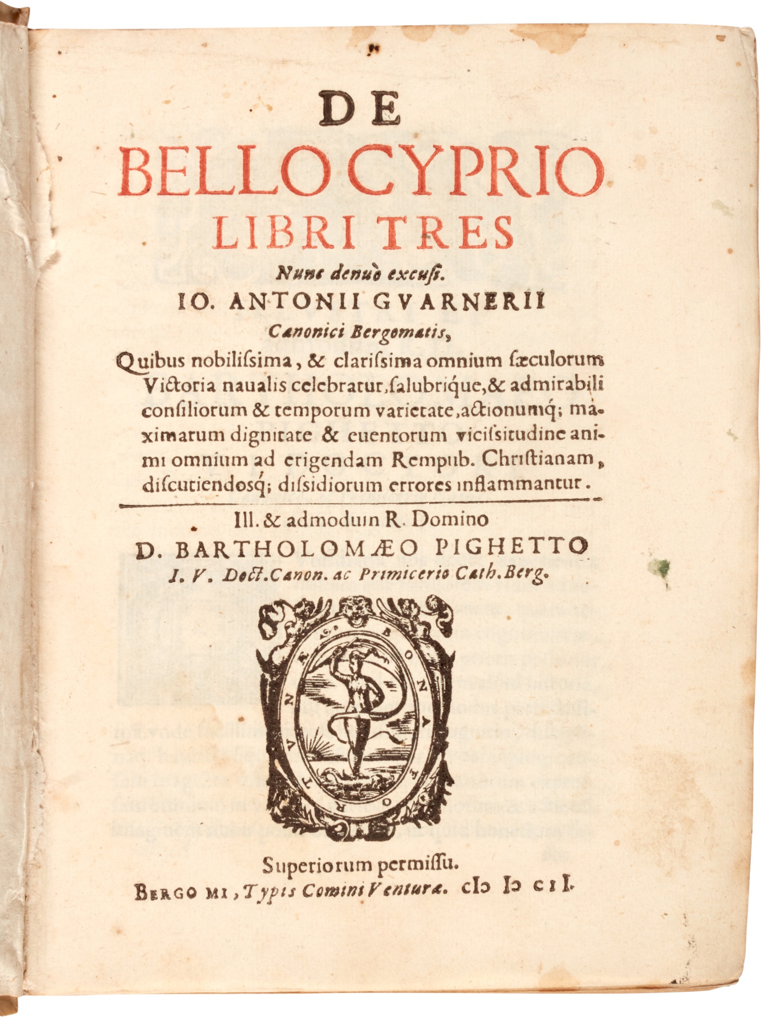 Giovanni Antonio Guarneri | De bello Cyprio libri tres. Bergamo, 1602 ...