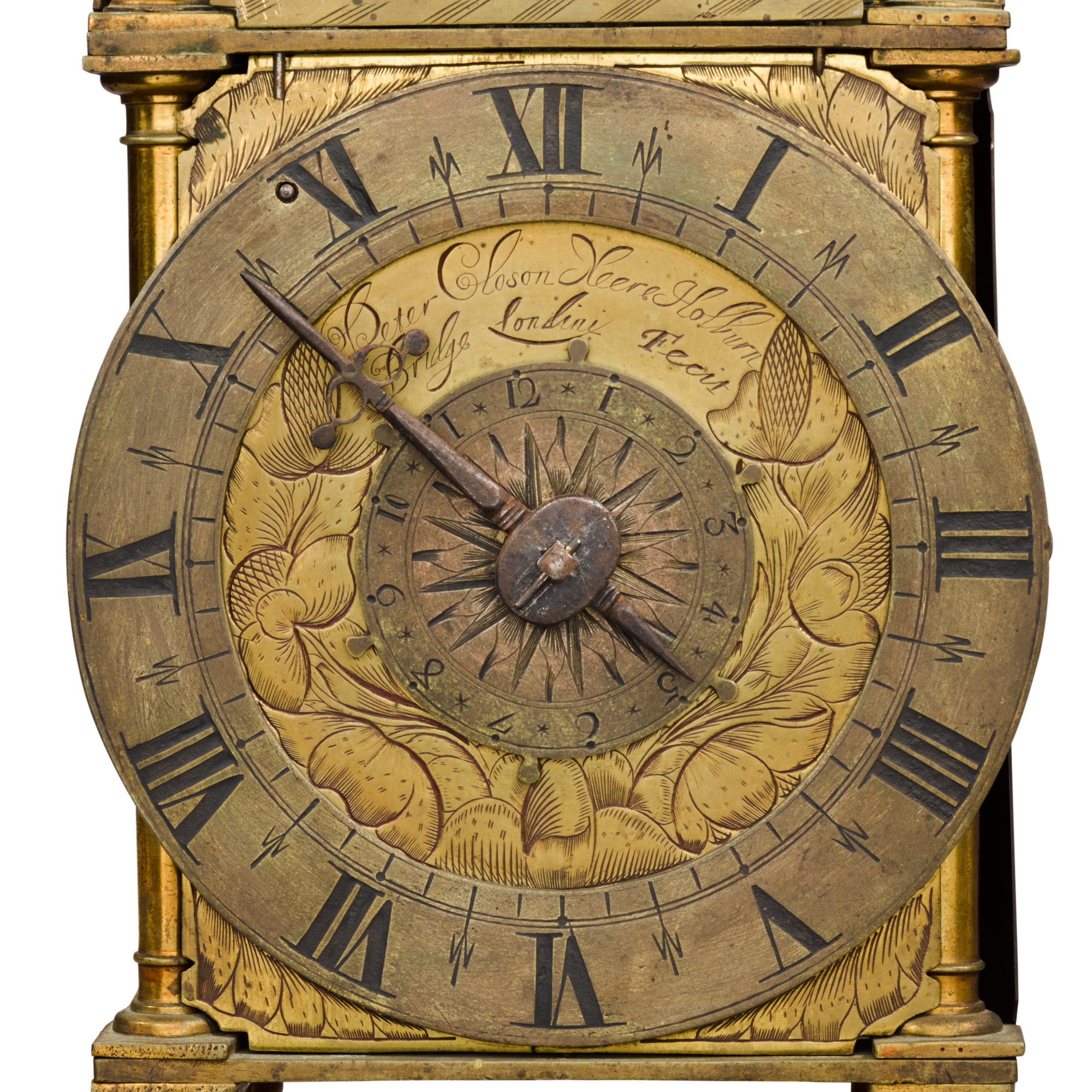 A Commonwealth period brass lantern clock with alarm, Peter Closon ...