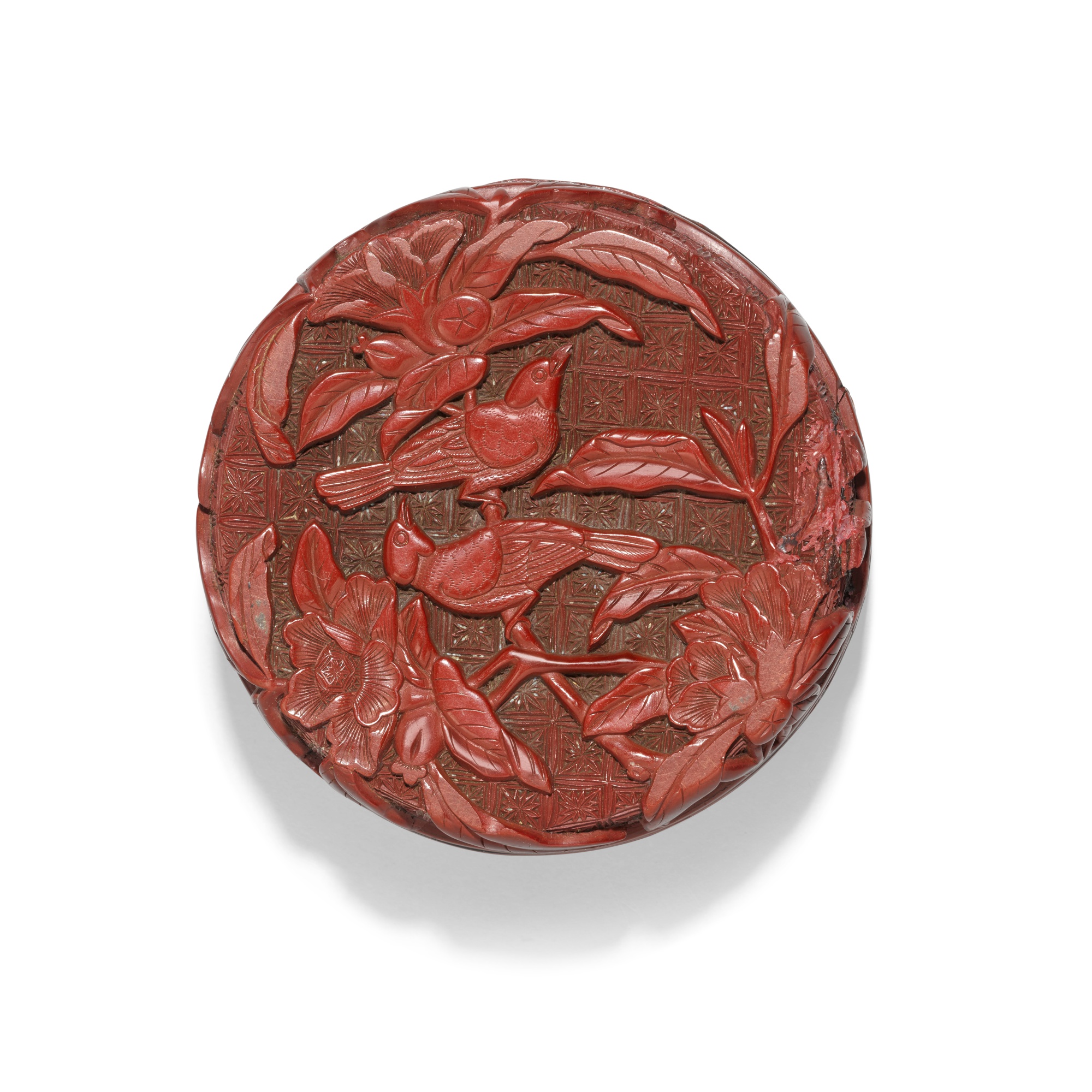 A carved cinnabar lacquer 'birds' box and cover, Ming dynasty, 16th ...
