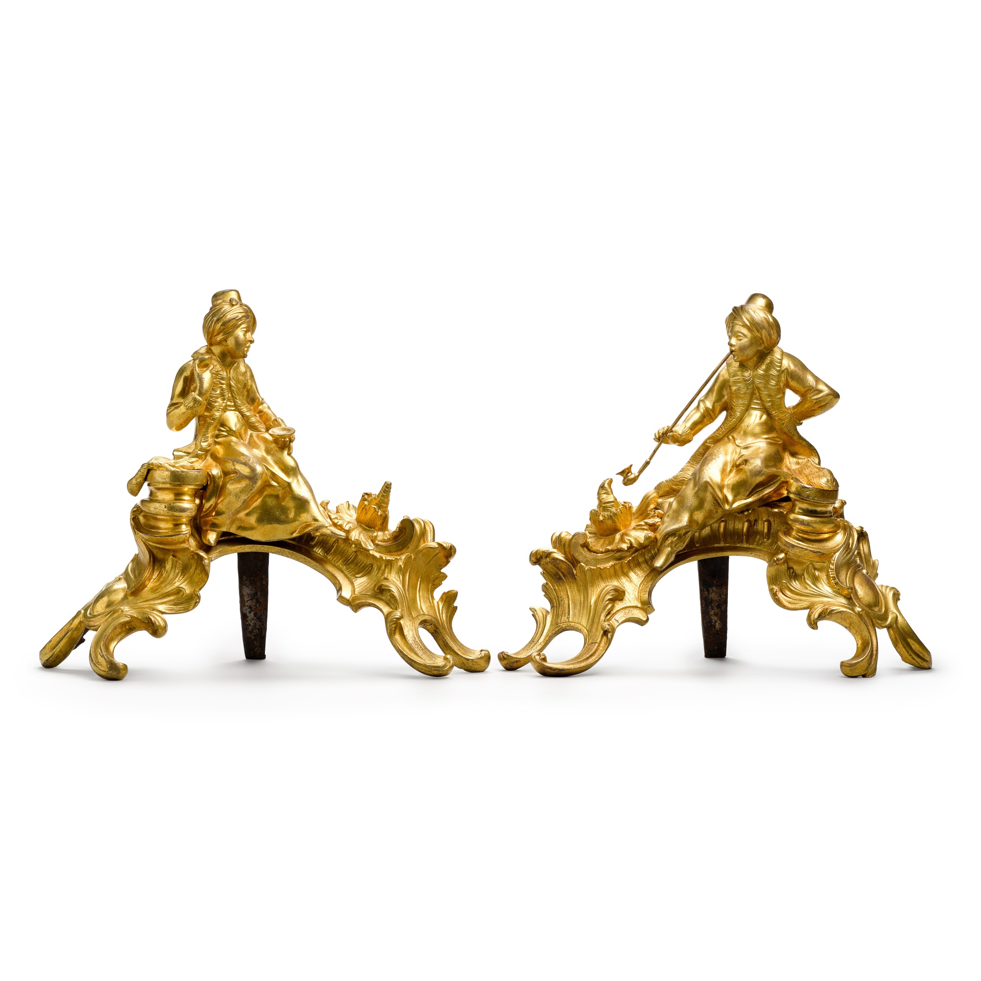 A pair of gilt-bronze 'Turquerie' chenets, France, circa 1770-1830 ...