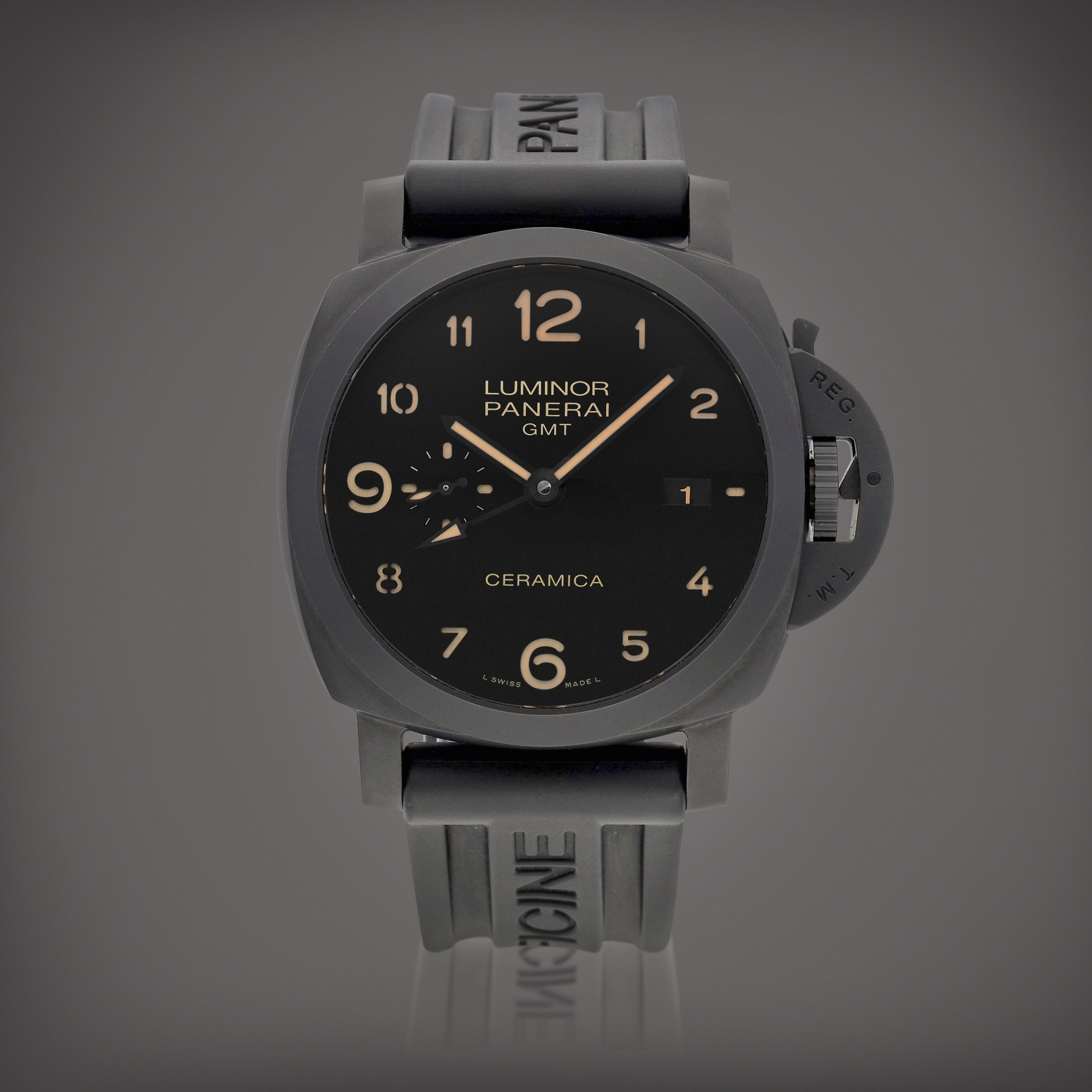 Luminor 1950 GMT, Reference PAM00441 | A black ceramic dual time zone ...