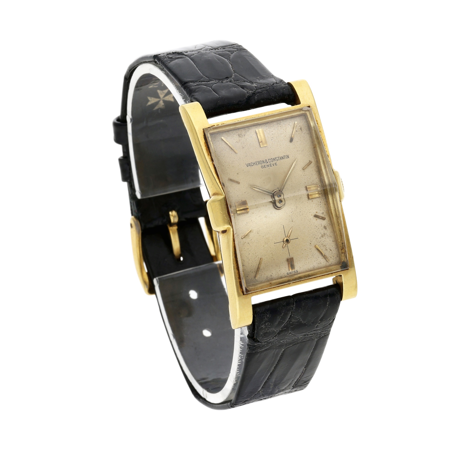 Reference 4591 'The Hour Glass' | A gold rectangular wristwatch, Circa ...