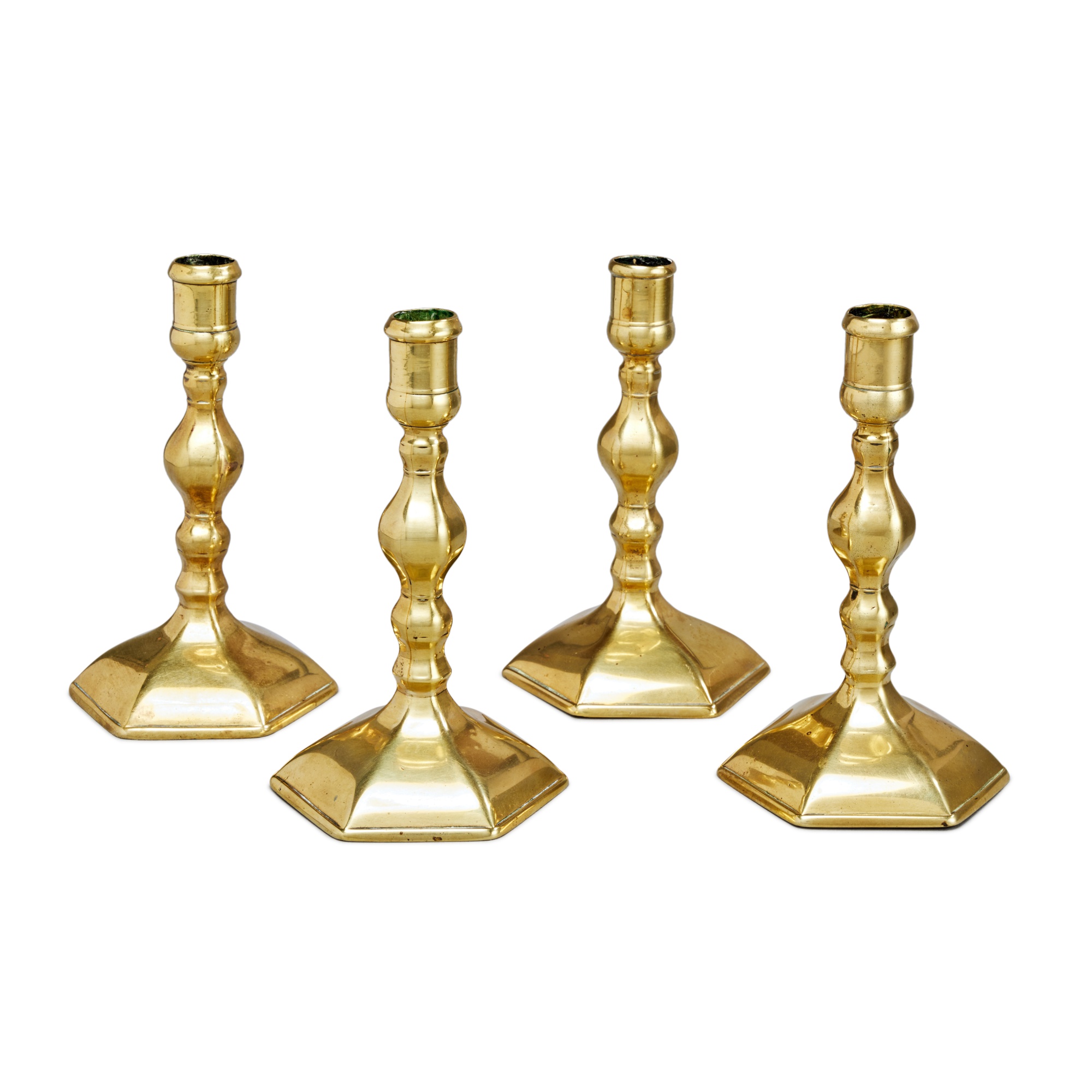Very Rare Set of Four English Queen Anne Cast Brass Candlesticks, Circa ...