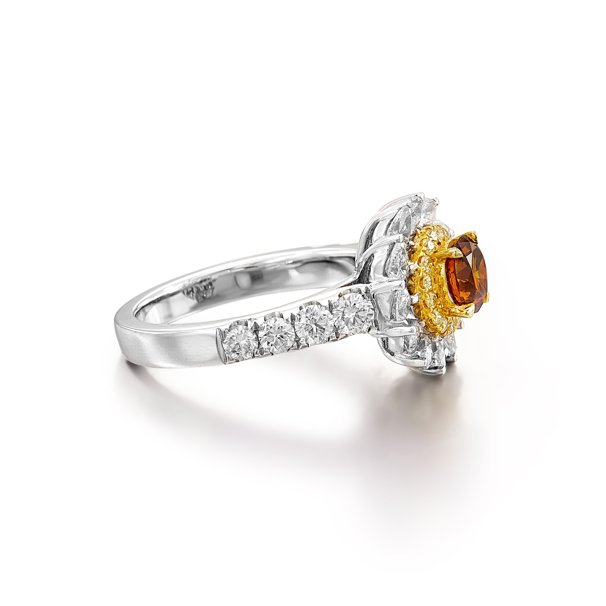 Fancy Deep Yellowish Orange Diamond and Diamond Ring | 0.77克拉 深彩黃橙色鑽石 配 ...