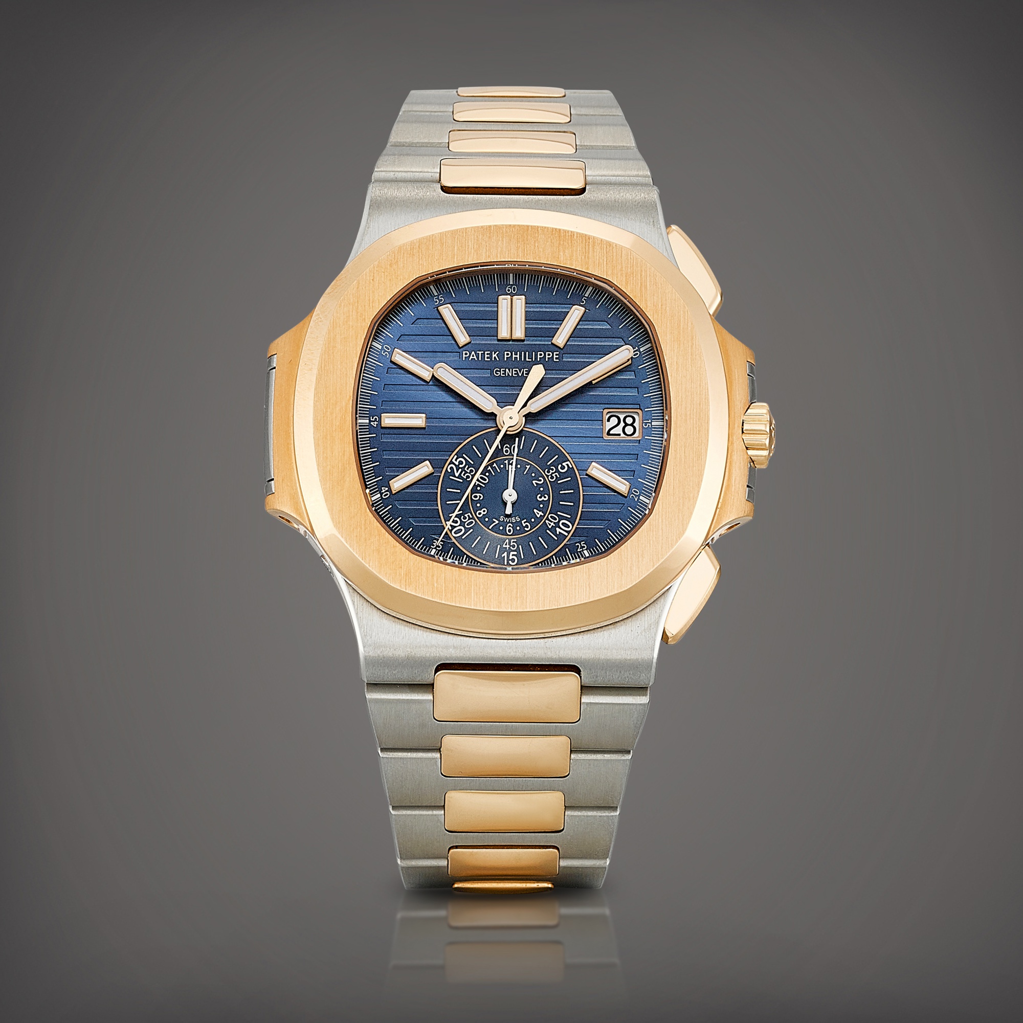 Nautilus, Reference 5980 | A stainless steel and pink gold flyback ...