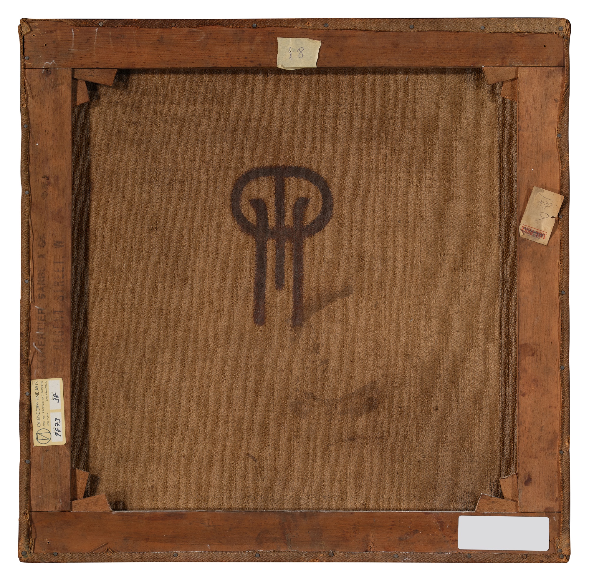 Thirty decorative panels painted with a repeating design of hares ...