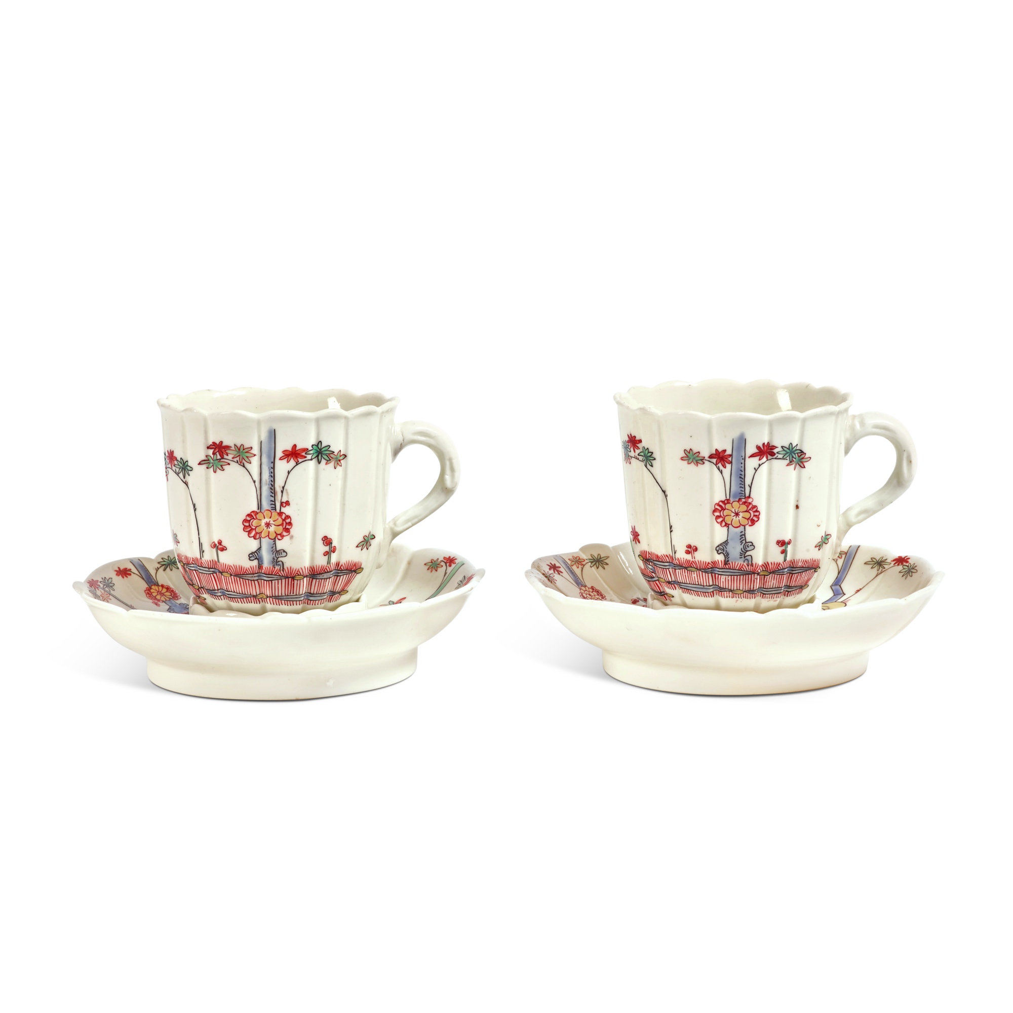 A Pair of Saint-Cloud Kakiemon Cups and Trembleuse Saucers, Circa 1740 ...