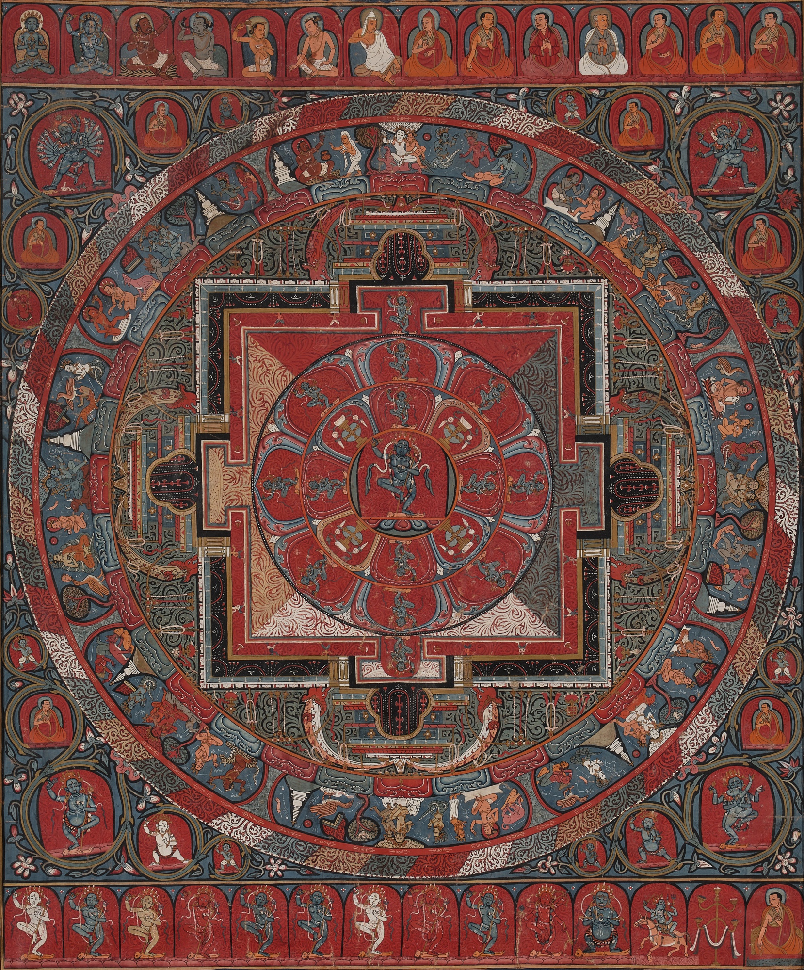 A thangka depicting a mandala of Vajra Nairatmya, Tibet, 15th century ...