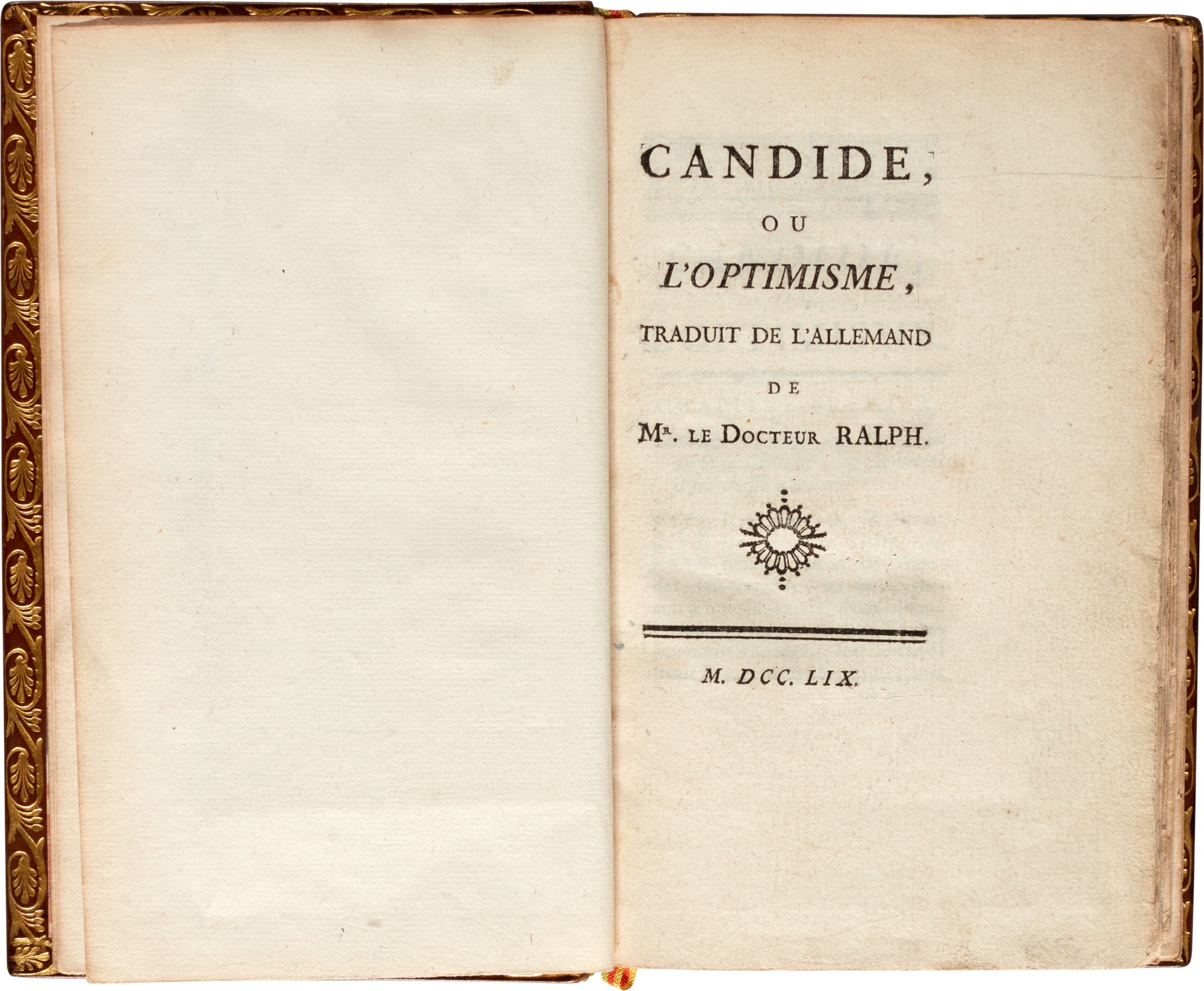 Voltaire, Candide, [Paris], 1759, later calf, with an autograph letter ...
