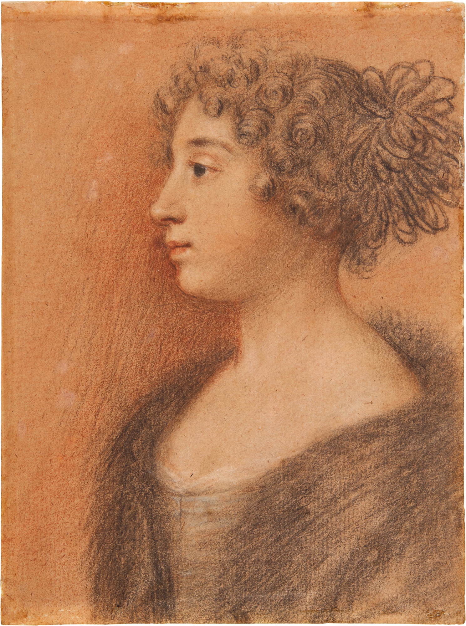 Portrait of a lady wearing a blue dress and a black fur shawl, circa ...