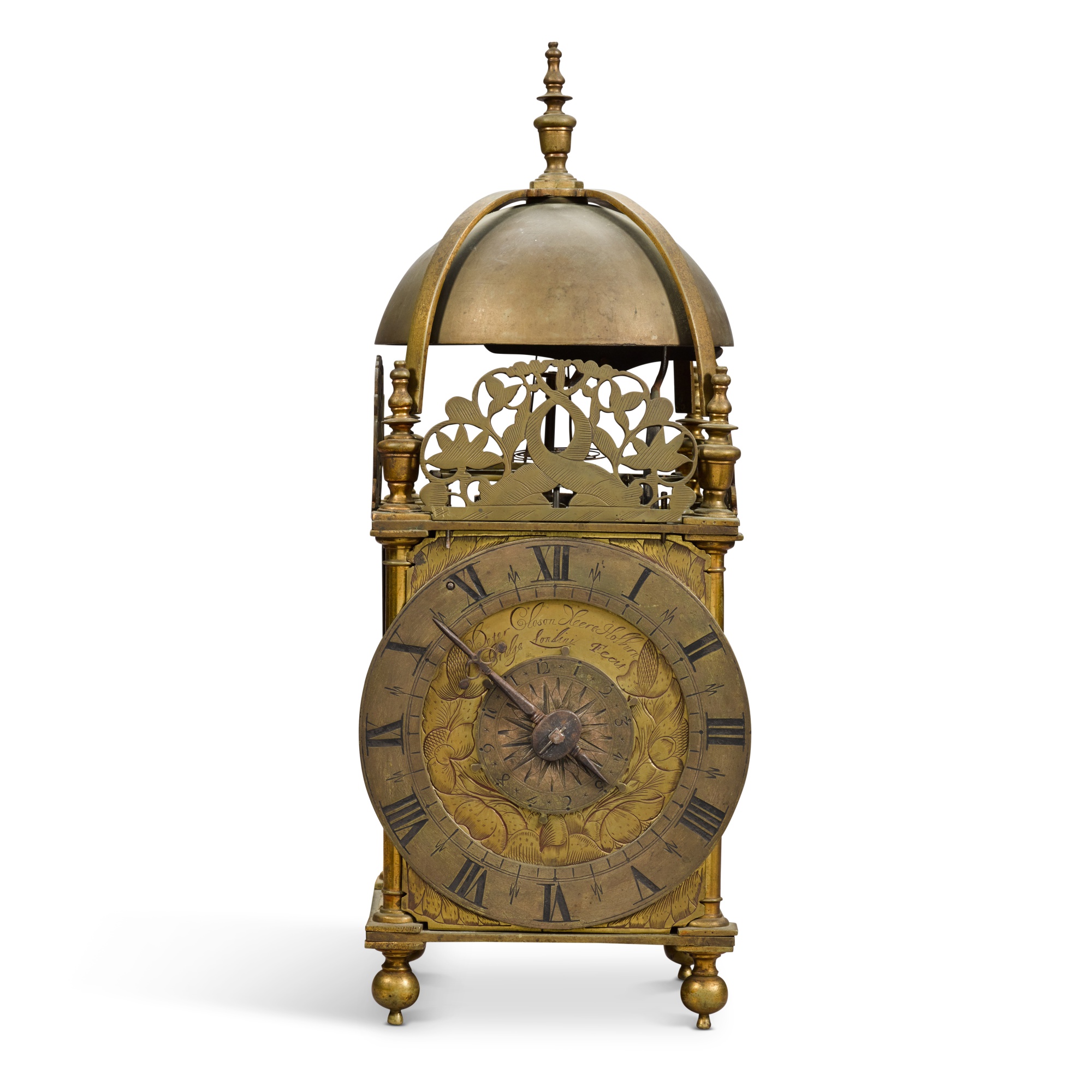 A Commonwealth period brass lantern clock with alarm, Peter Closon ...