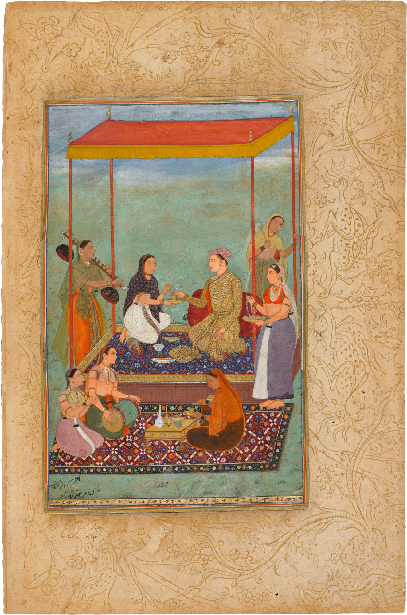 A prince, perhaps Sultan Parviz, with female companions, attributed to ...