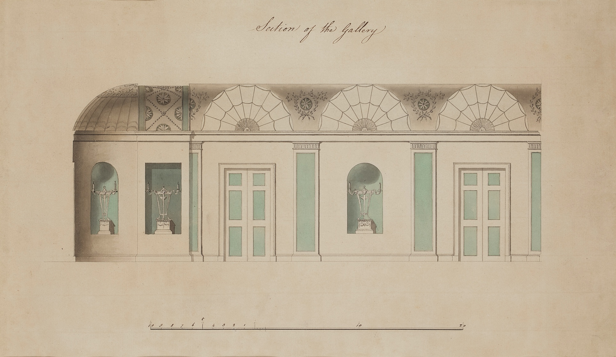 Section of the Proposed Gallery at Blithfield Hall, Staffordshire | Old ...