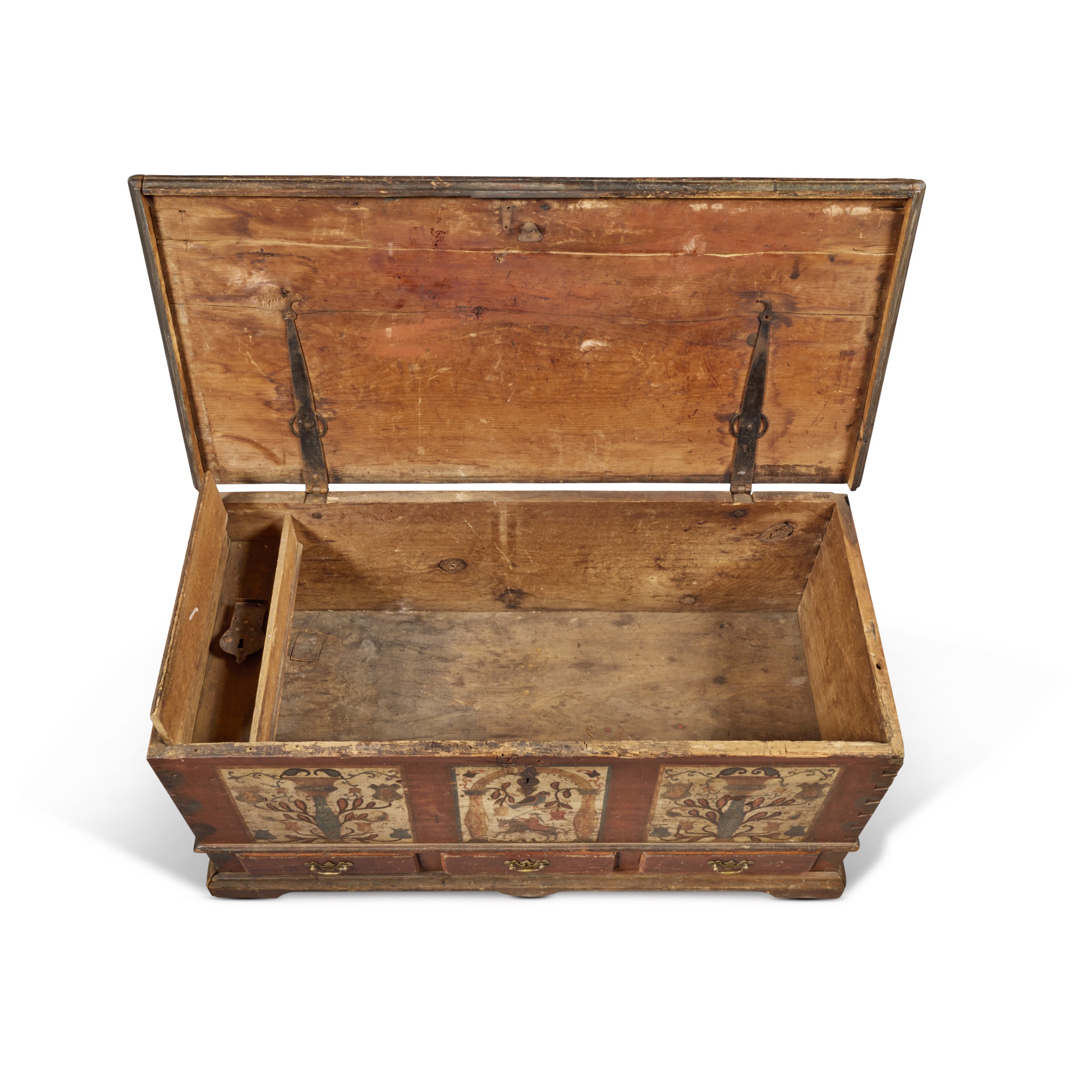 Chippendale Polychrome Paint-Decorated Poplar Blanket Chest with ...