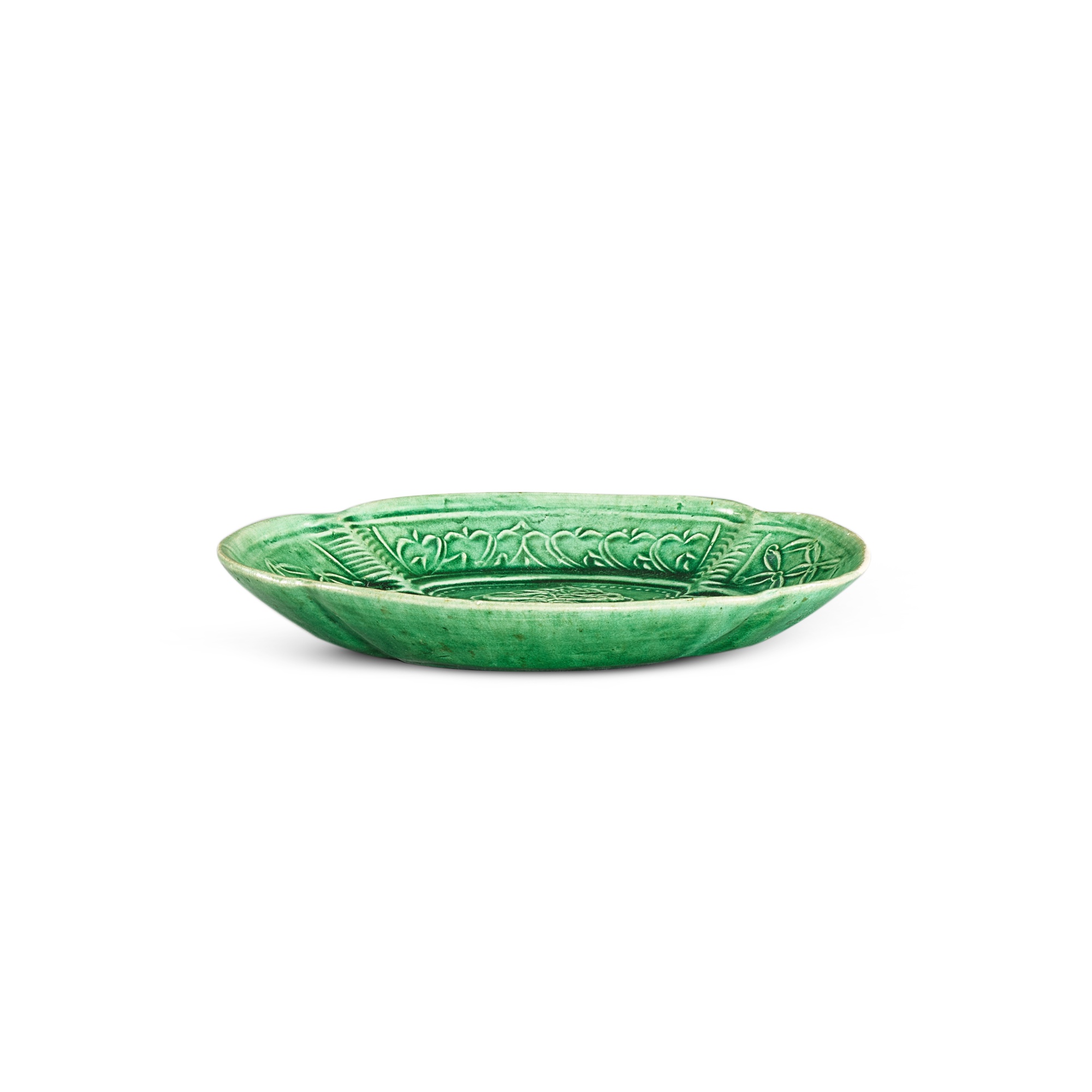 A moulded green-glazed pottery dish, Liao dynasty 遼 綠釉印花花口盤 | CHINA ...