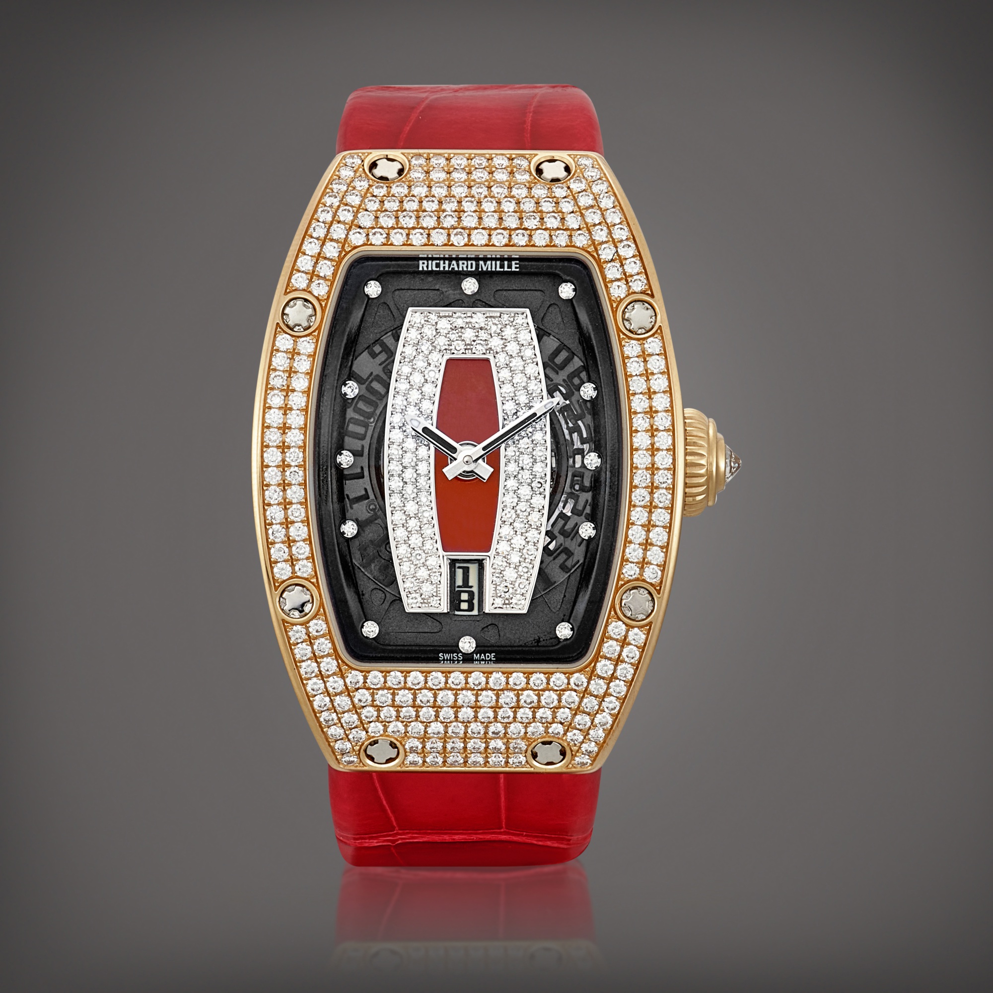 Reference RM007 | A pink gold, diamond and black diamond-set semi ...