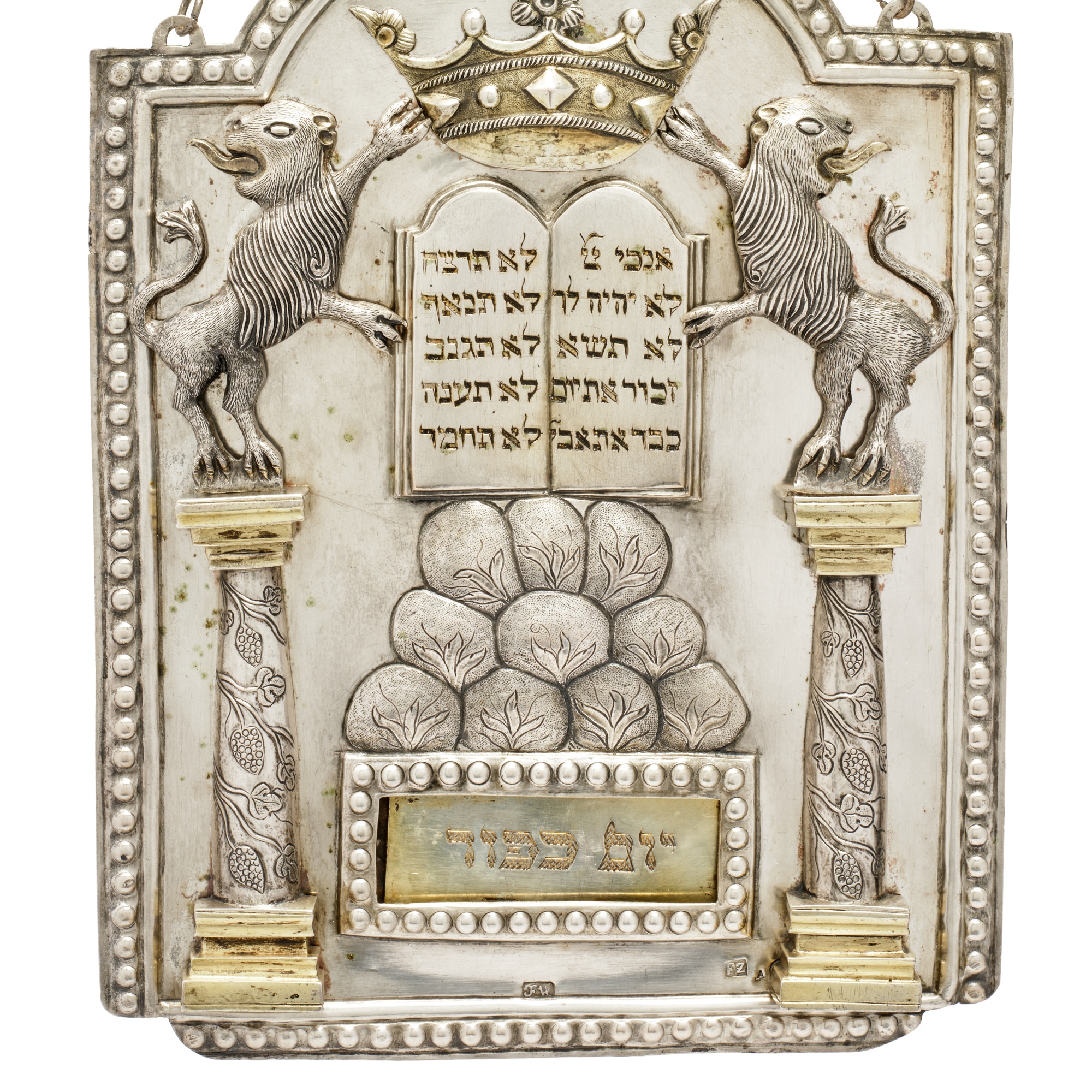 A German Parcel-Gilt Silver Torah Shield, Franz Zimmerman, Glogau ...