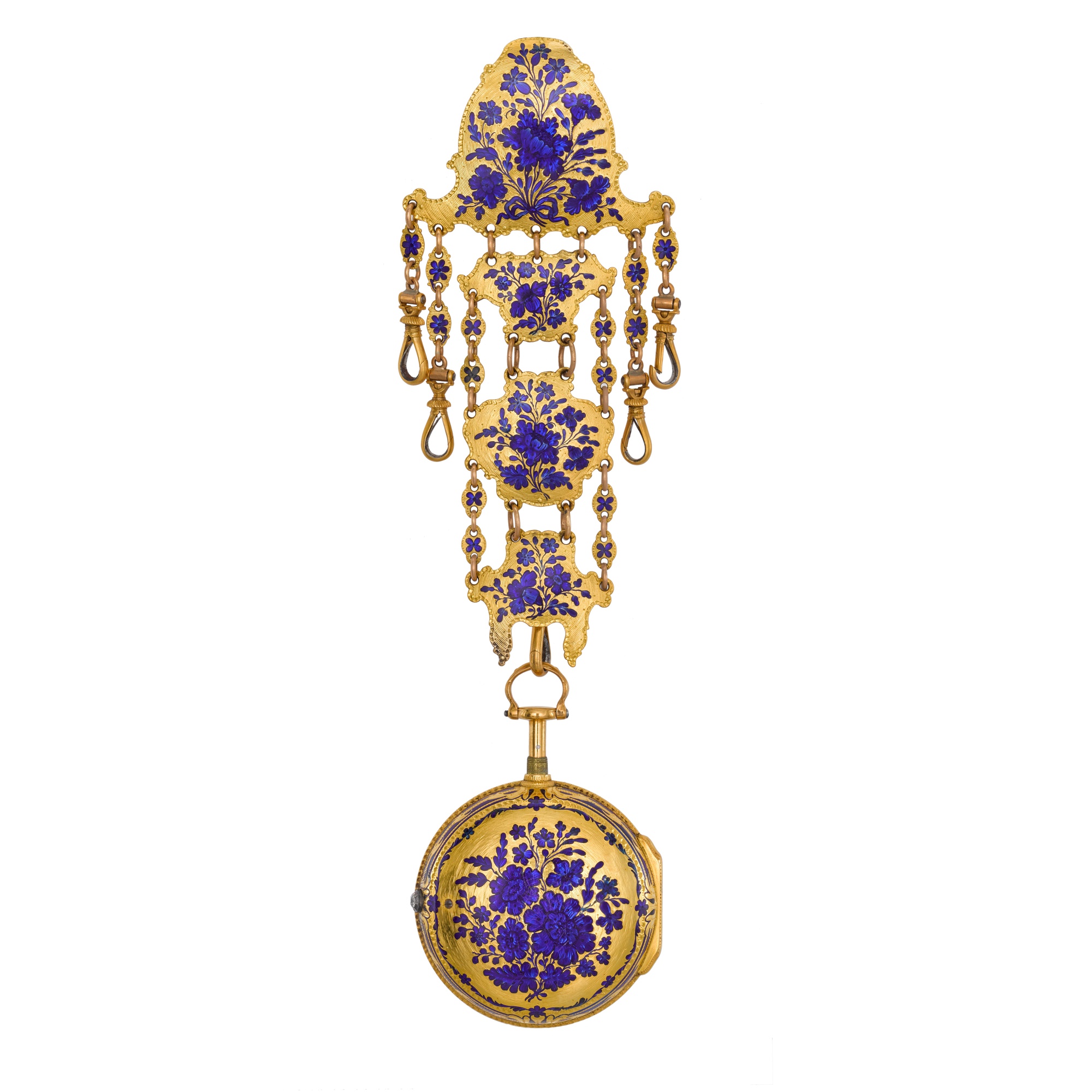 A gold and enamel pair cased dumb half-quarter repeating cylinder watch ...