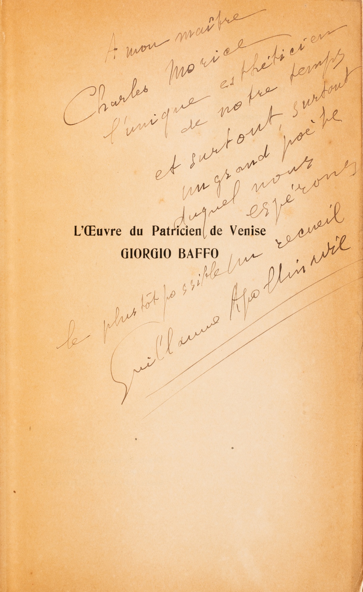L'Œuvre du Patricien de Venise Giorgio Baffo. 1910. Édition originale ...