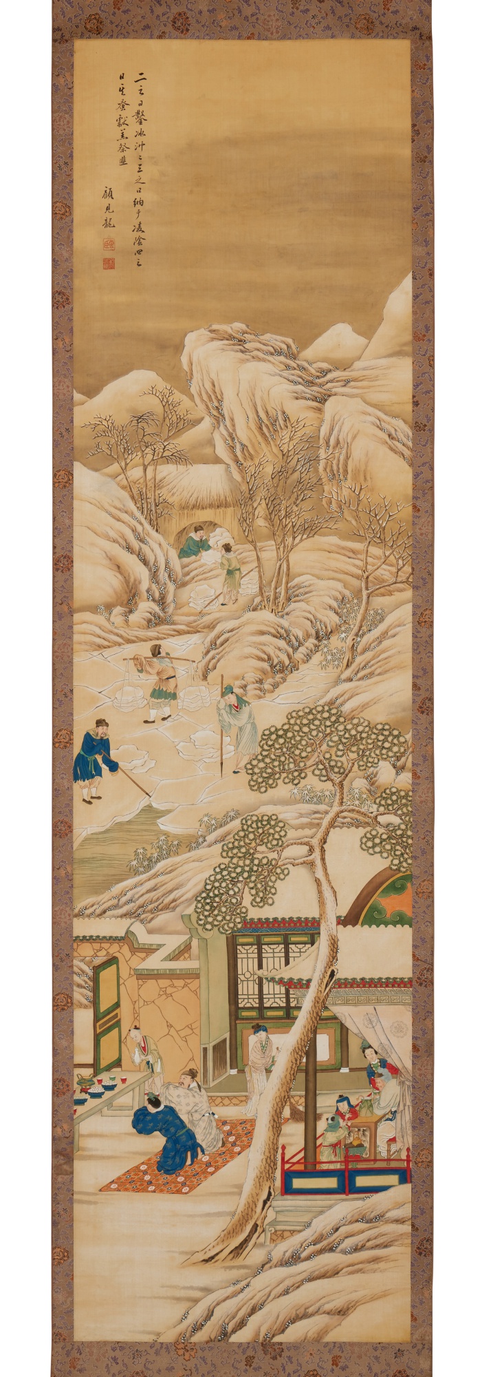 After Gu Jianlong, Scenes of daily life from Shijing, ink and color on ...