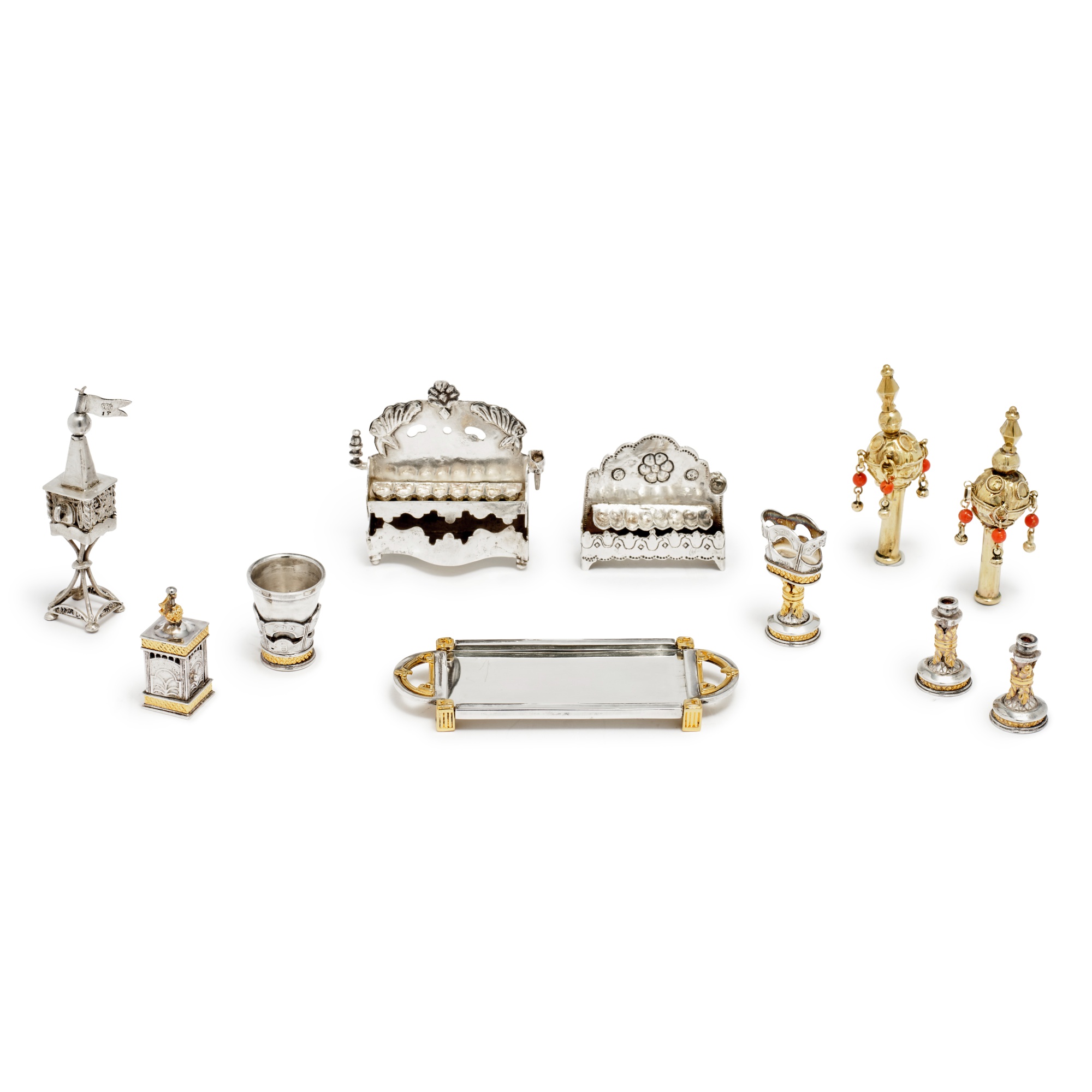 Group of Gold and Silver Miniature Judaica, Yossi Swed, Jerusalem, and ...