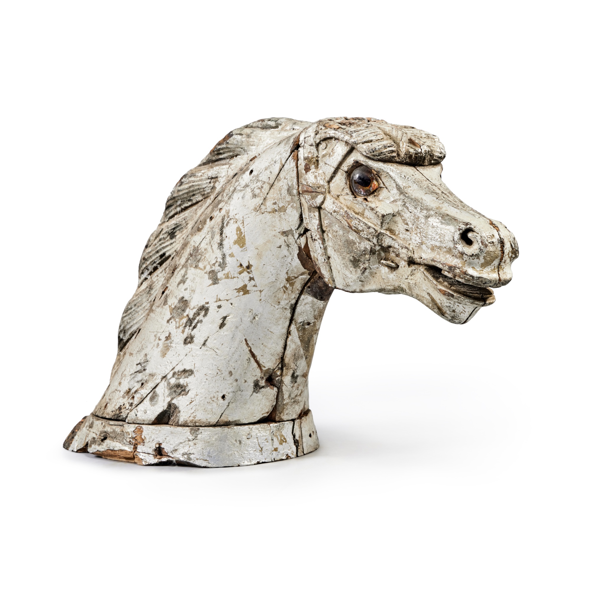 American Silver-Painted Pine Carousel Horse Head, Early 20th Century ...