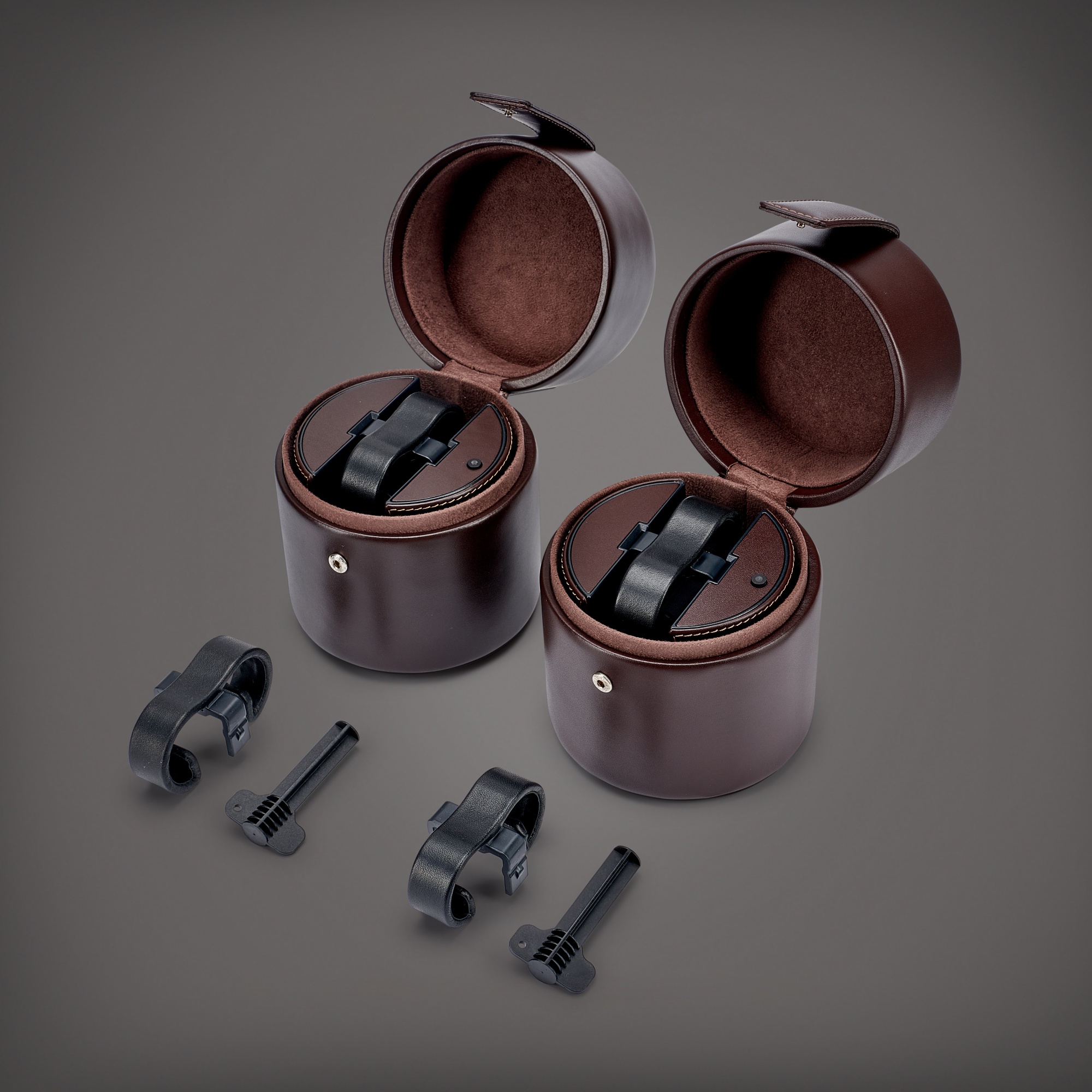 A set of two leather winding boxes, Circa 2020 | 百達翡麗 | 一套兩件皮製自動上弦盒子，約 ...