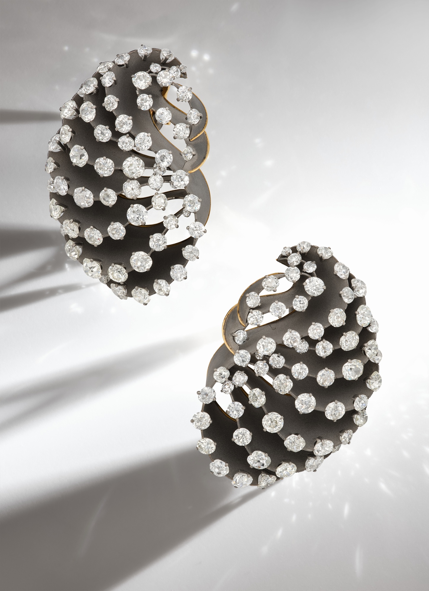 Pair of Titanium and Diamond Earclips, Paris | SABBA | 一對鈦合金及鑽石耳夾，巴黎 ...