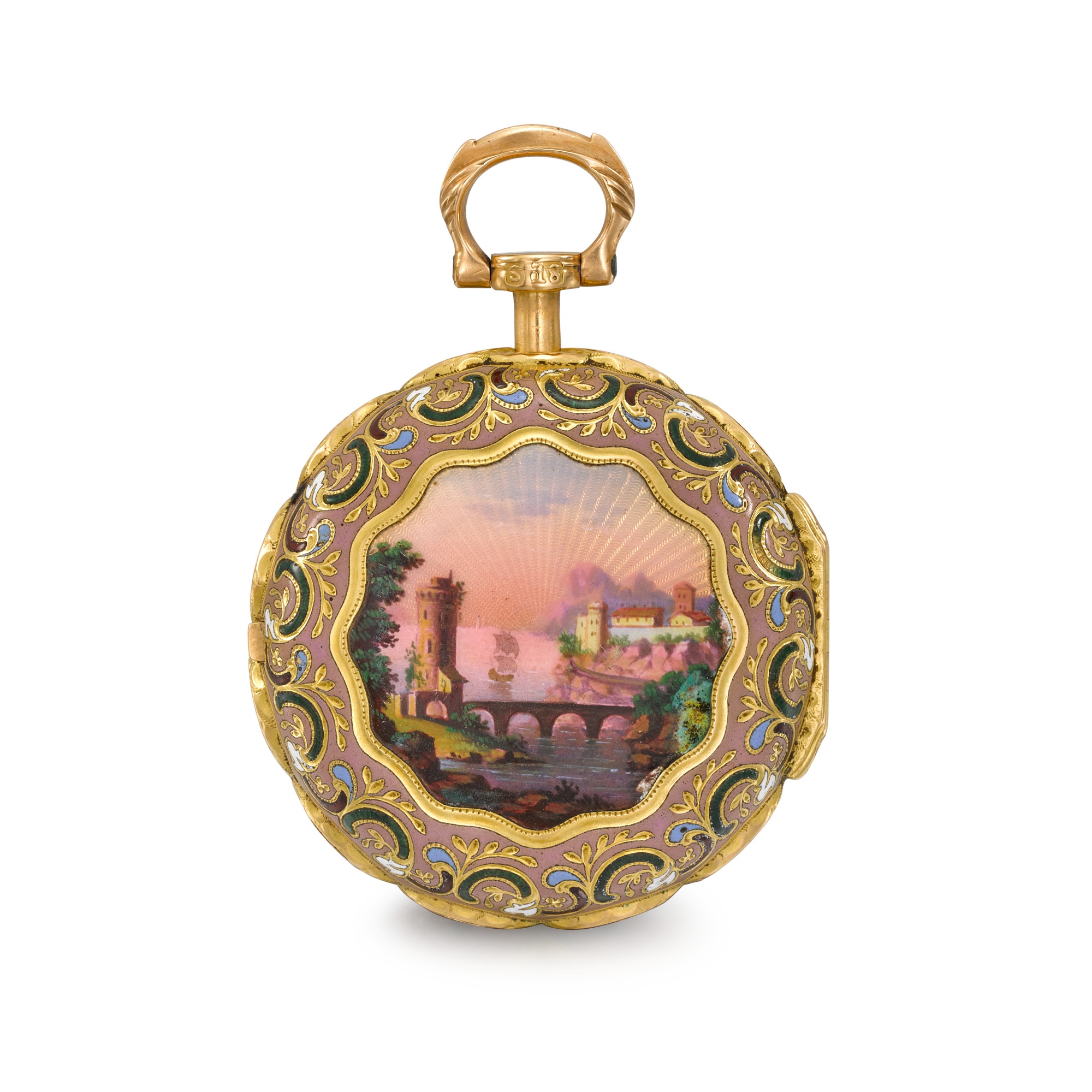 A gold and enamel pair cased verge watch made for the Ottoman market ...