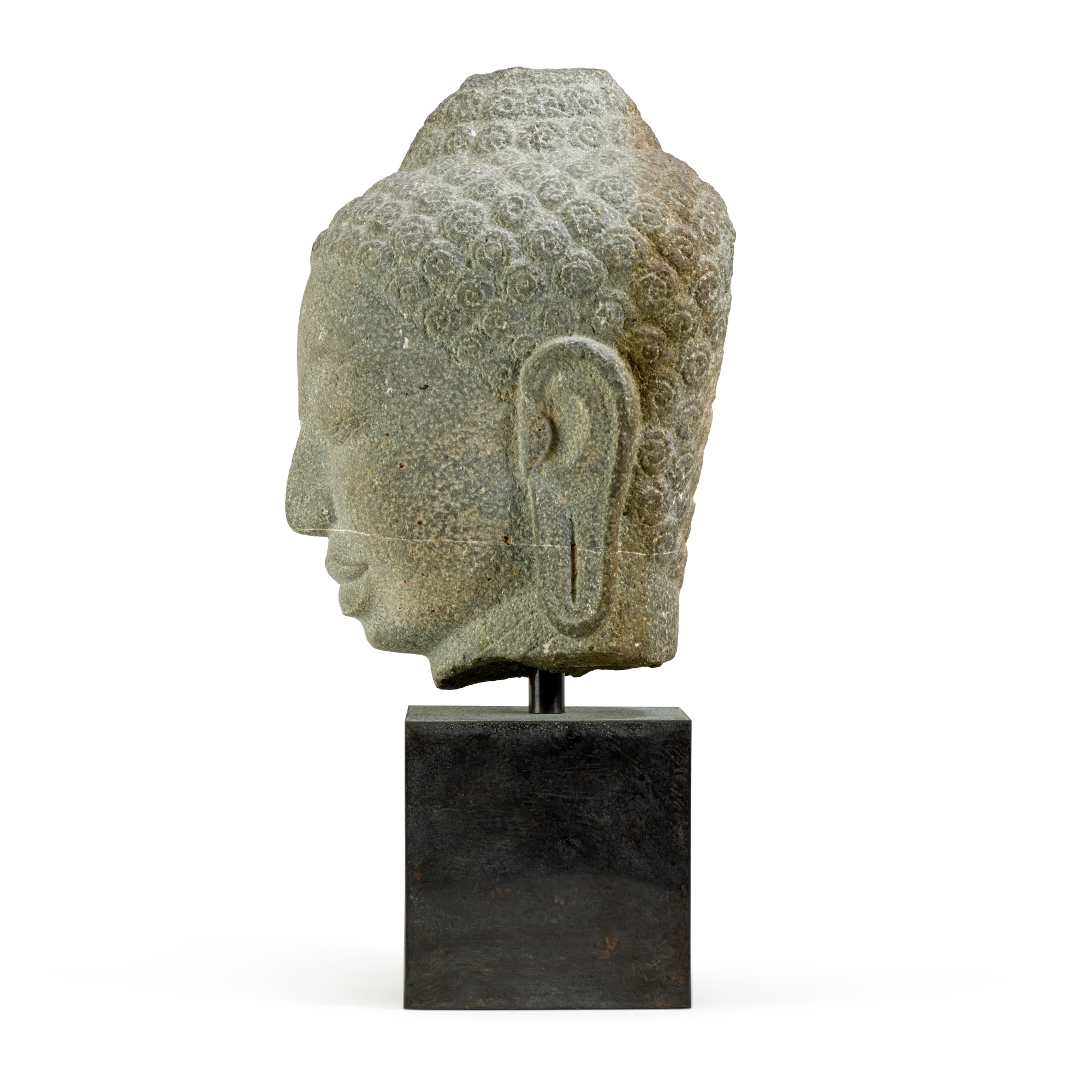 A stone head of Buddha, Thailand, Mon-Dvaravati style, circa 8th-9th ...