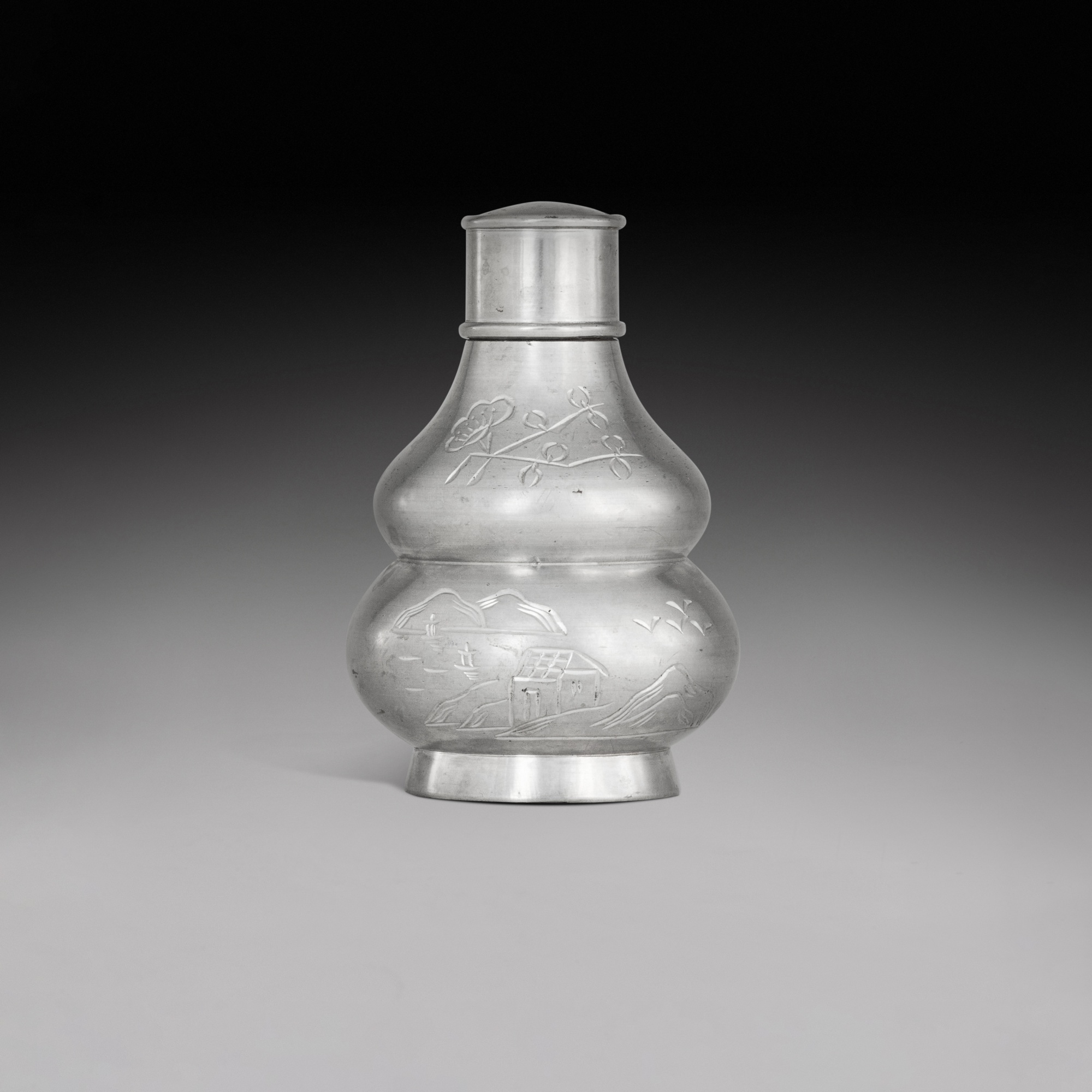 An incised silver double-gourd flask and cover 20th century | The Edith ...