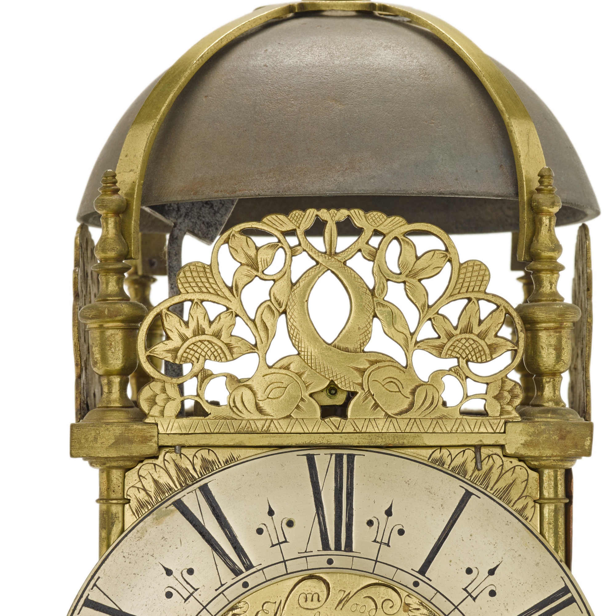 A Queen Anne brass lantern clock, William Wood, Nailsworth, dated 1707 ...
