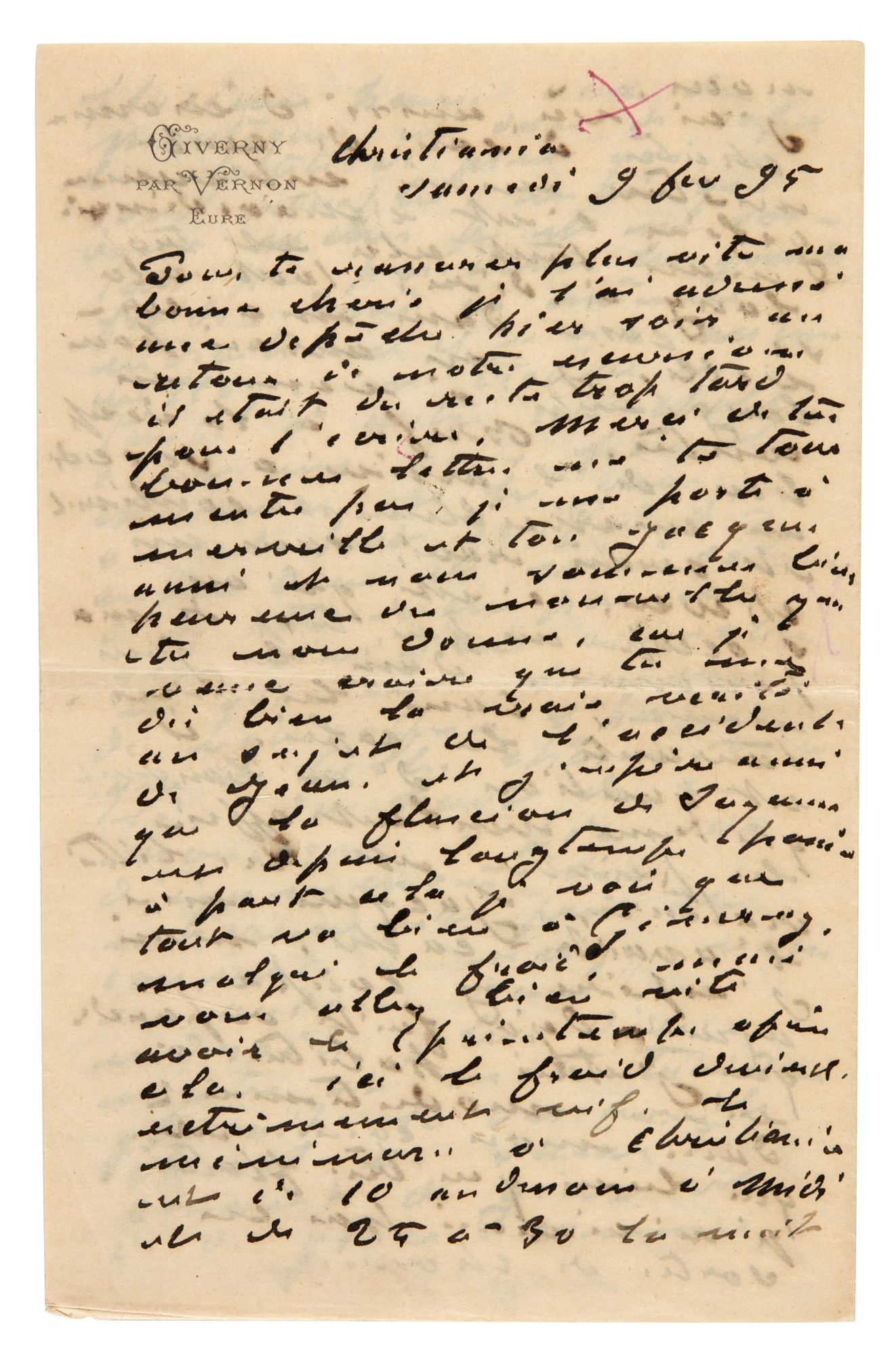 Claude Monet | Autograph letter signed, to his wife Alice, on Norway in ...