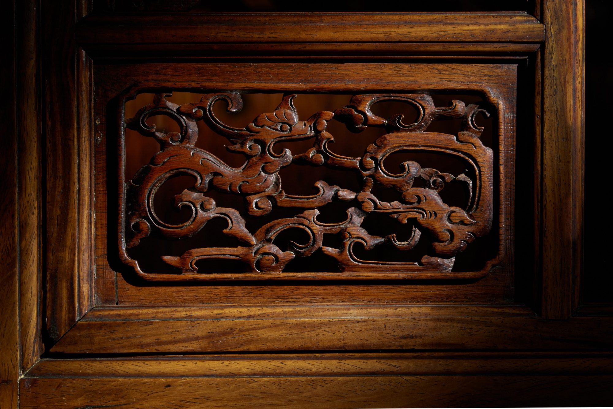 A rare 'huanghuali' square-corner display cabinet (Lianggegui), Qing ...