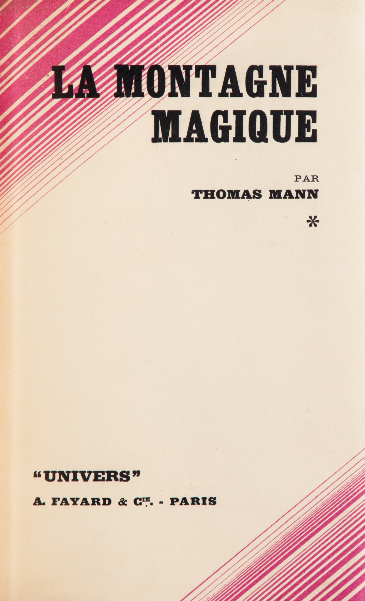 La Montagne magique. 1931. Édition originale de la première traduction ...