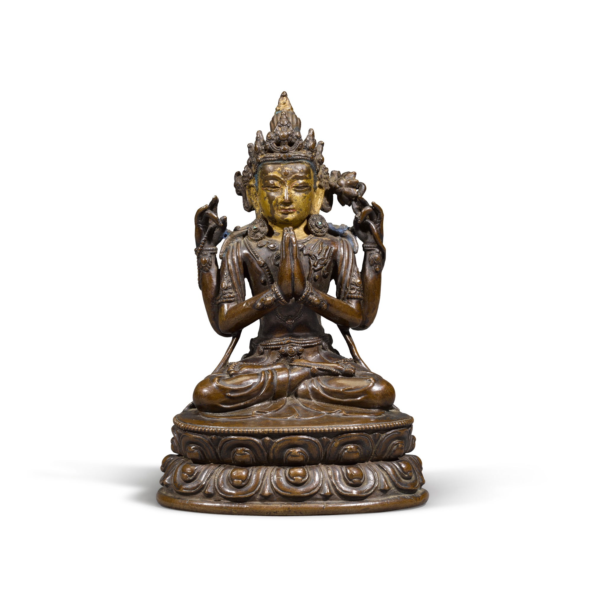 A parcel-gilt bronze figure of Shadakshari Avalokiteshvara, Ming ...