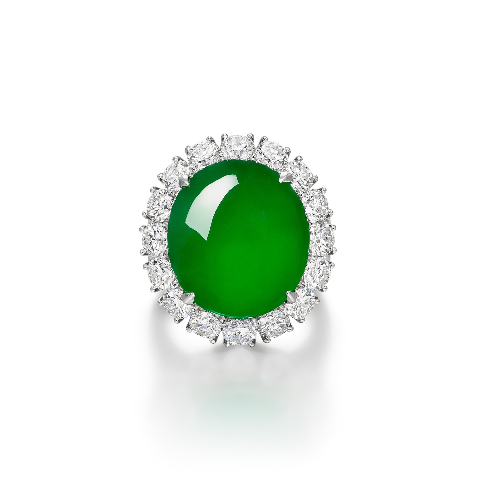 ‘Imperial Green’ Jadeite and Diamond Ring | 天然「帝王綠」翡翠 配 鑽石 戒指 ...