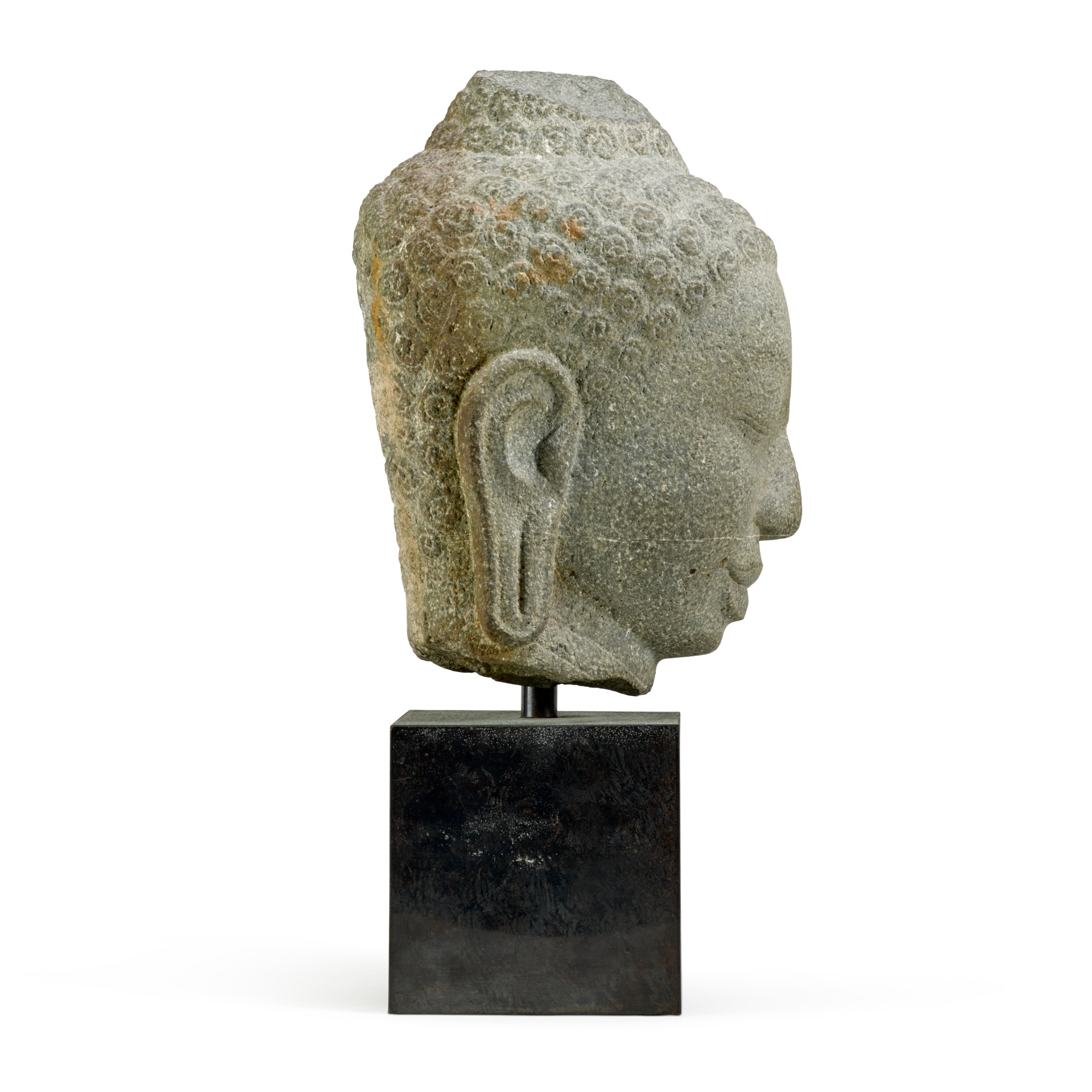 A stone head of Buddha, Thailand, Mon-Dvaravati style, circa 8th-9th ...