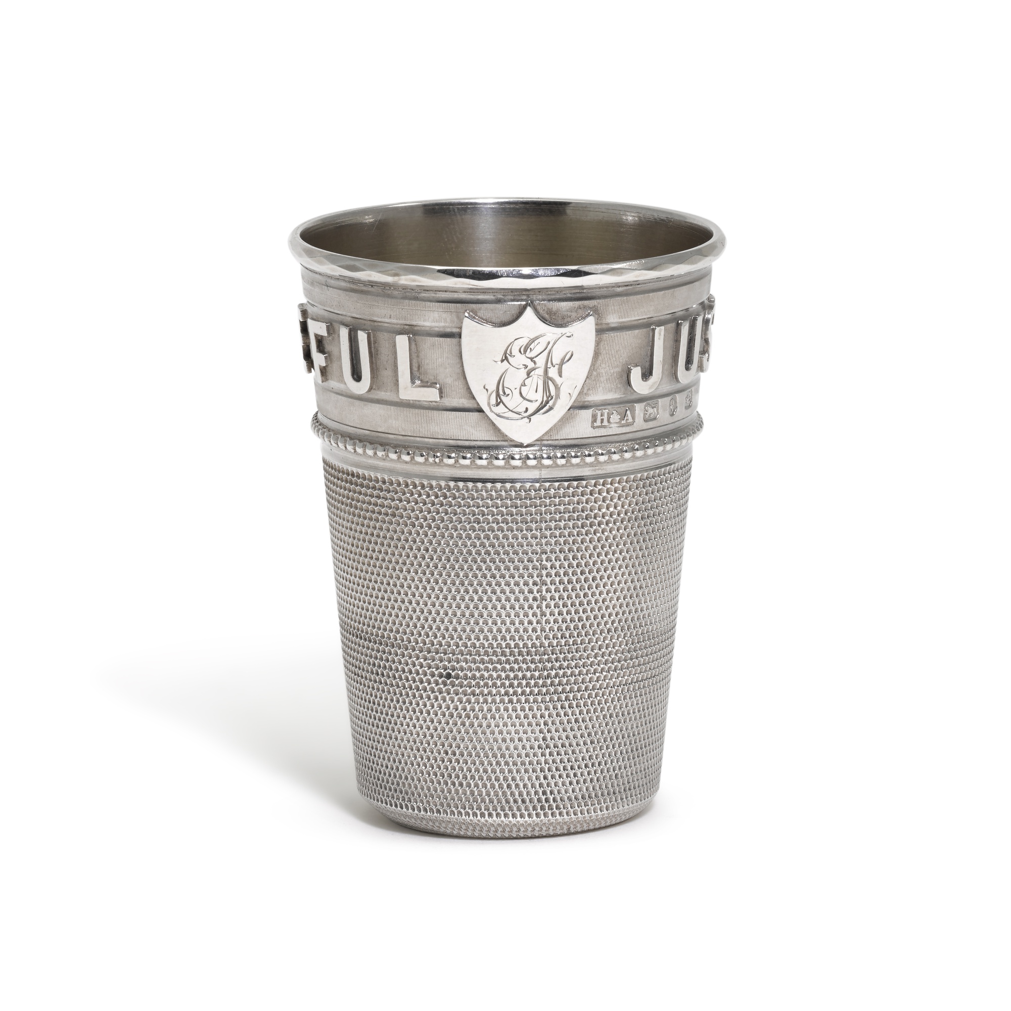 A novelty Victorian cased silver shot glass, Horton & Allday ...
