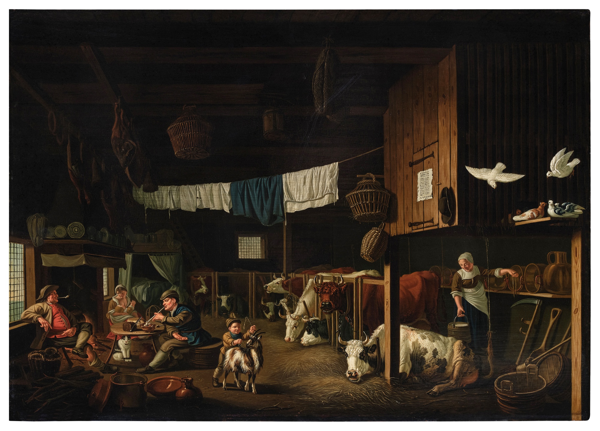 Barn interior with cows and peasants | Master Paintings Part II | Old ...