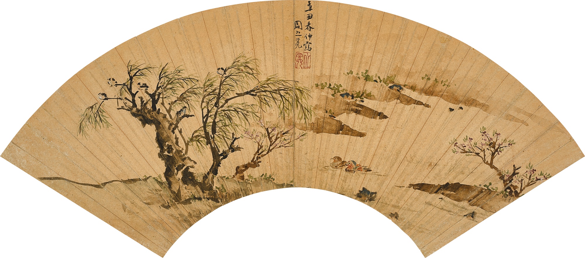 Zhou Zhimian, Mandarin Ducks under Willows | 周之冕 柳下鴛鴦 | Fine Classical ...