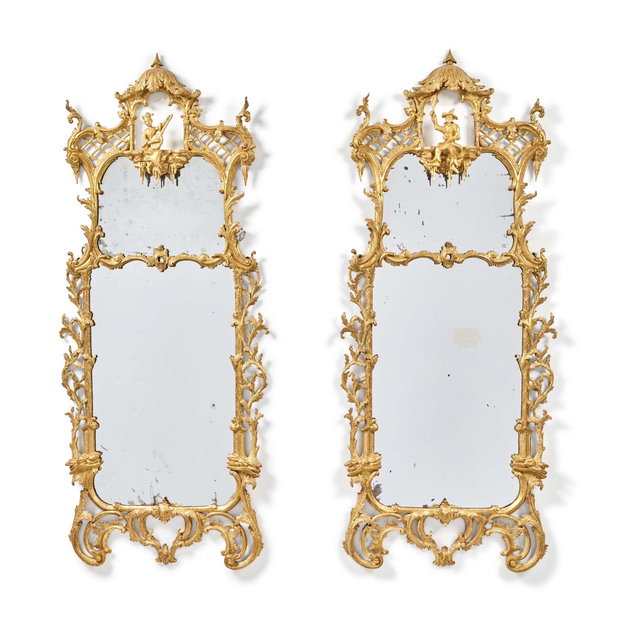 A Pair of George II Style Giltwood Pier Mirrors, in the manner of ...