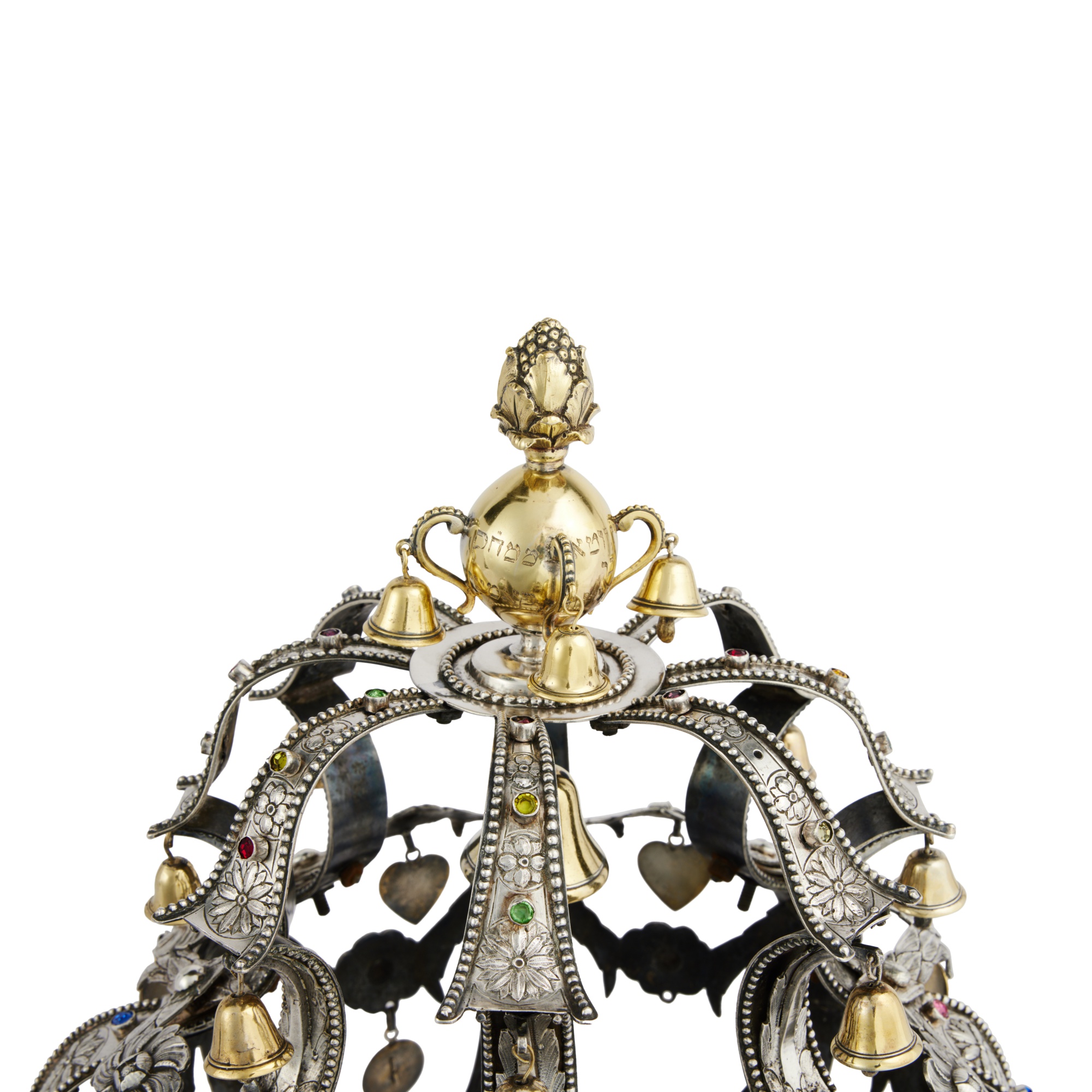 A Large Parcel-Gilt Silver Torah Crown, probably Polish, late 18th ...
