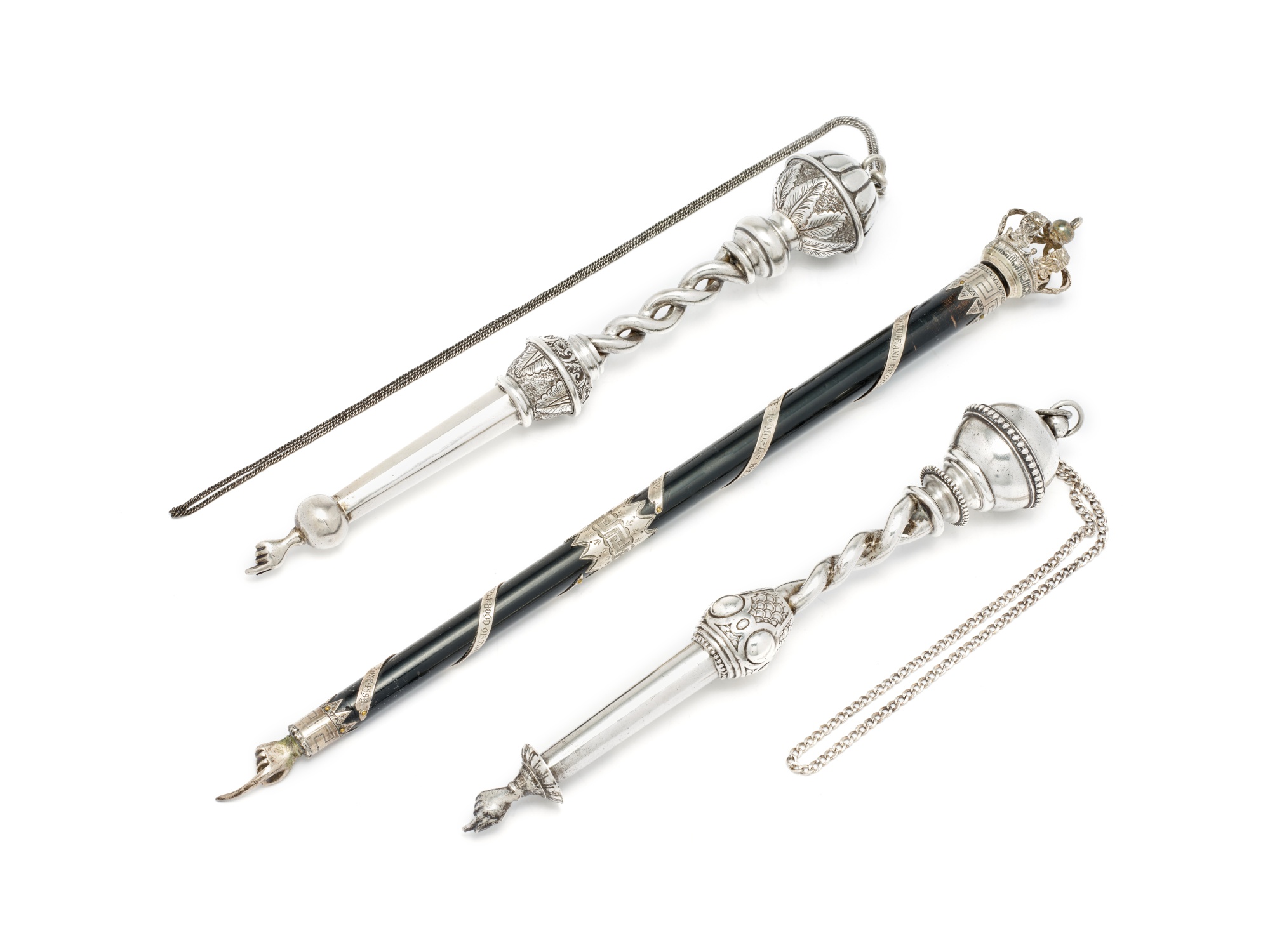 Three Silver Torah Pointers, Frankfurt and London, 1896, 1898, and 1901 ...
